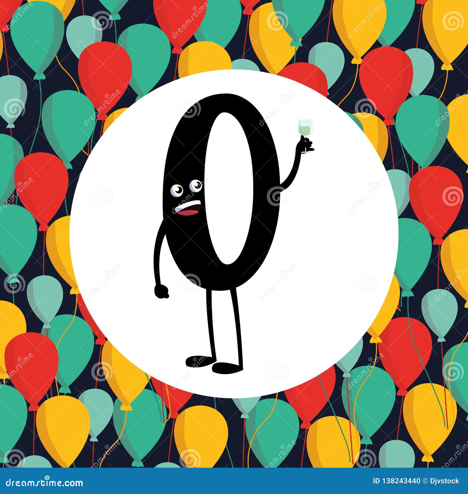 Cartoon number zero design stock vector. Illustration of balloons ...