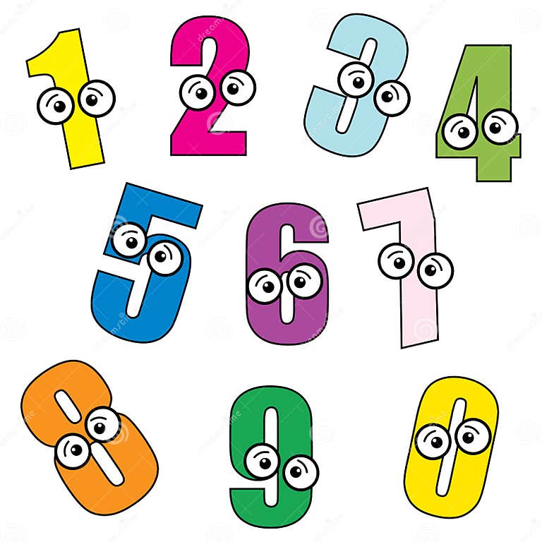 Cartoon Numbers stock illustration. Illustration of icons - 16096950