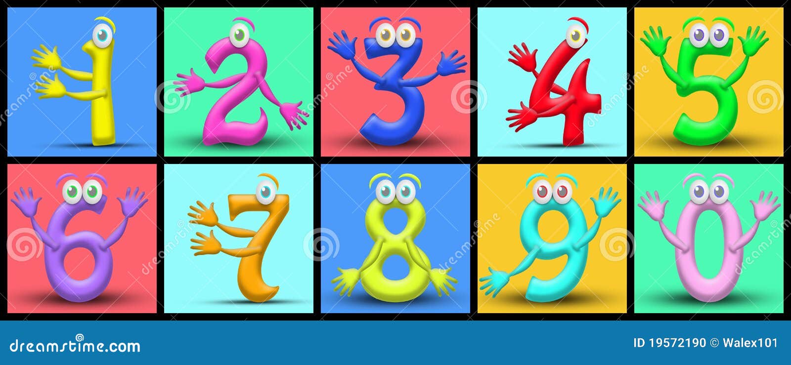 Cartoon numbers stock illustration. Illustration of funny - 19572190