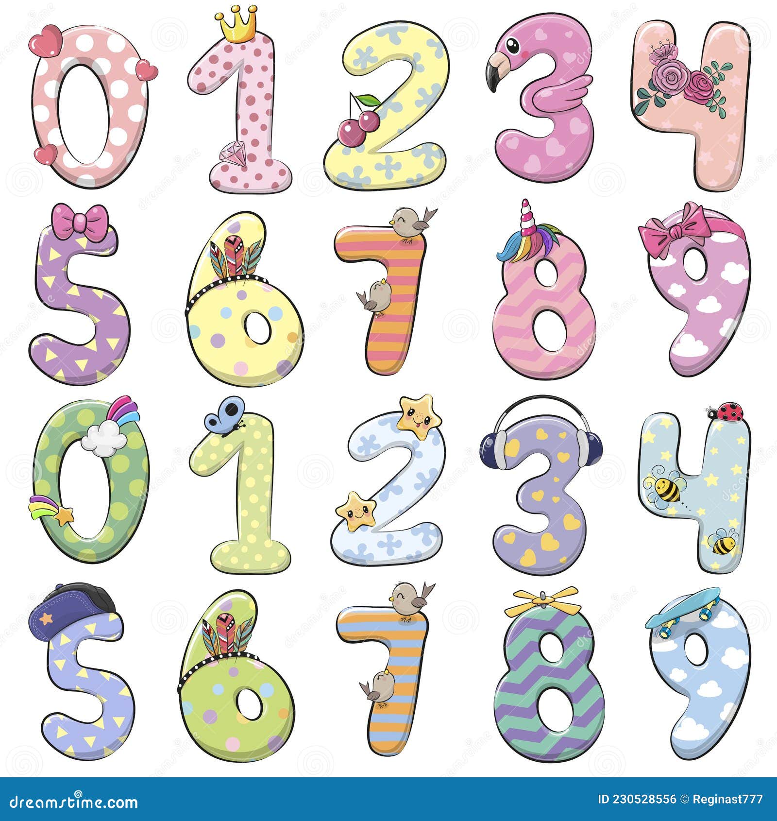 Cartoon Numbers Characters Vector Illustration | CartoonDealer.com ...