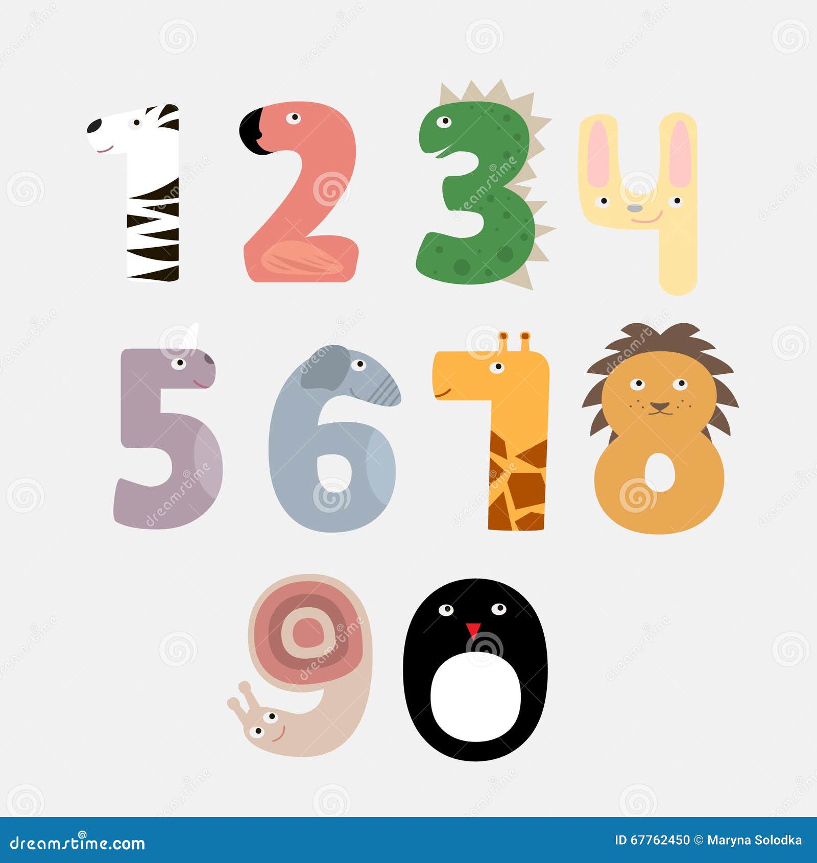 Cartoon Numbers Like Animals Stock Vector - Illustration of three ...