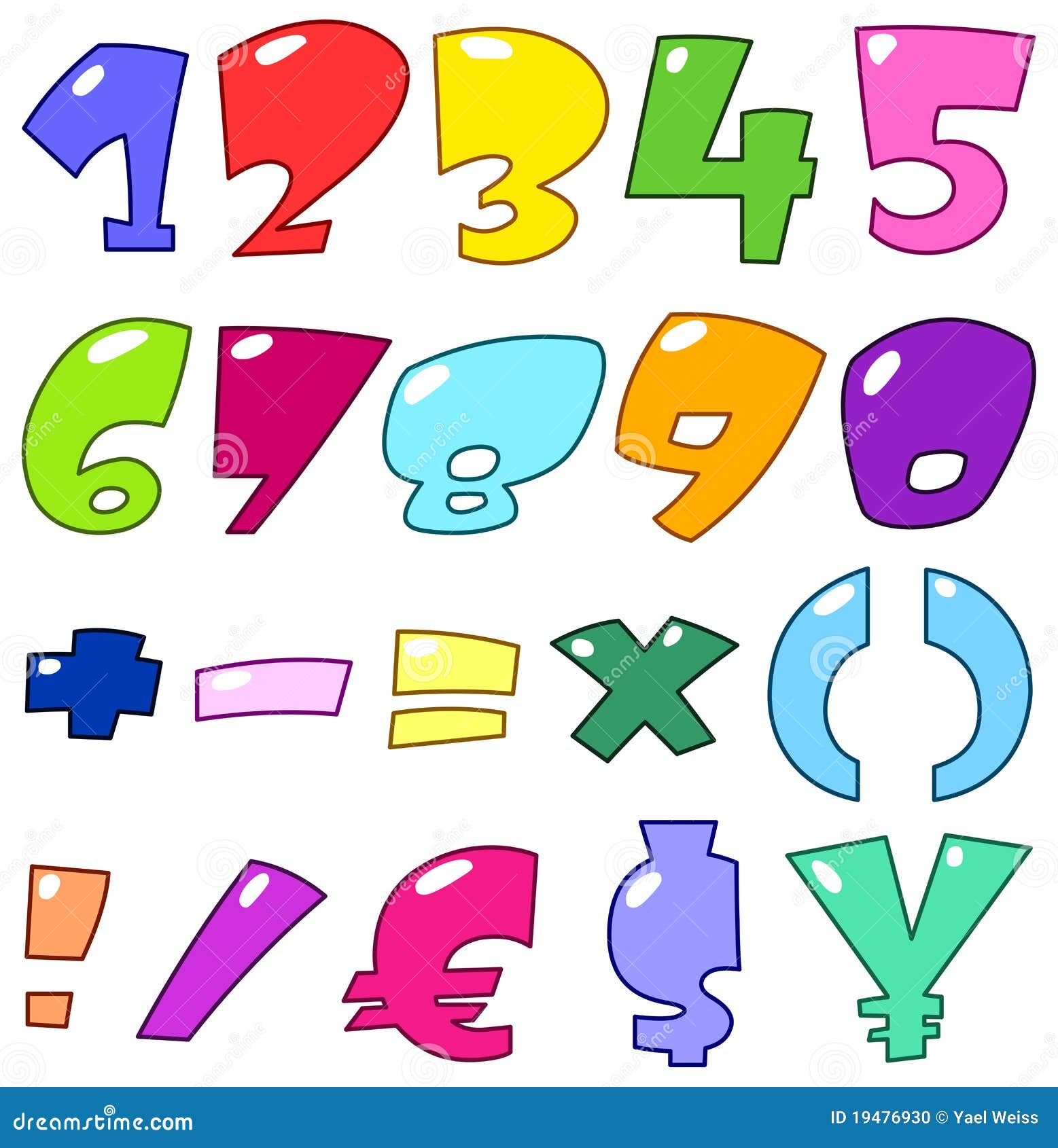 Cartoon numbers and signs stock vector. Illustration of dollar - 19476930