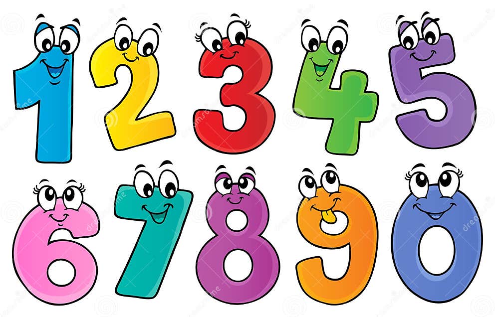 Cartoon Numbers Theme Set 1 Stock Vector - Illustration of colour, eyes ...