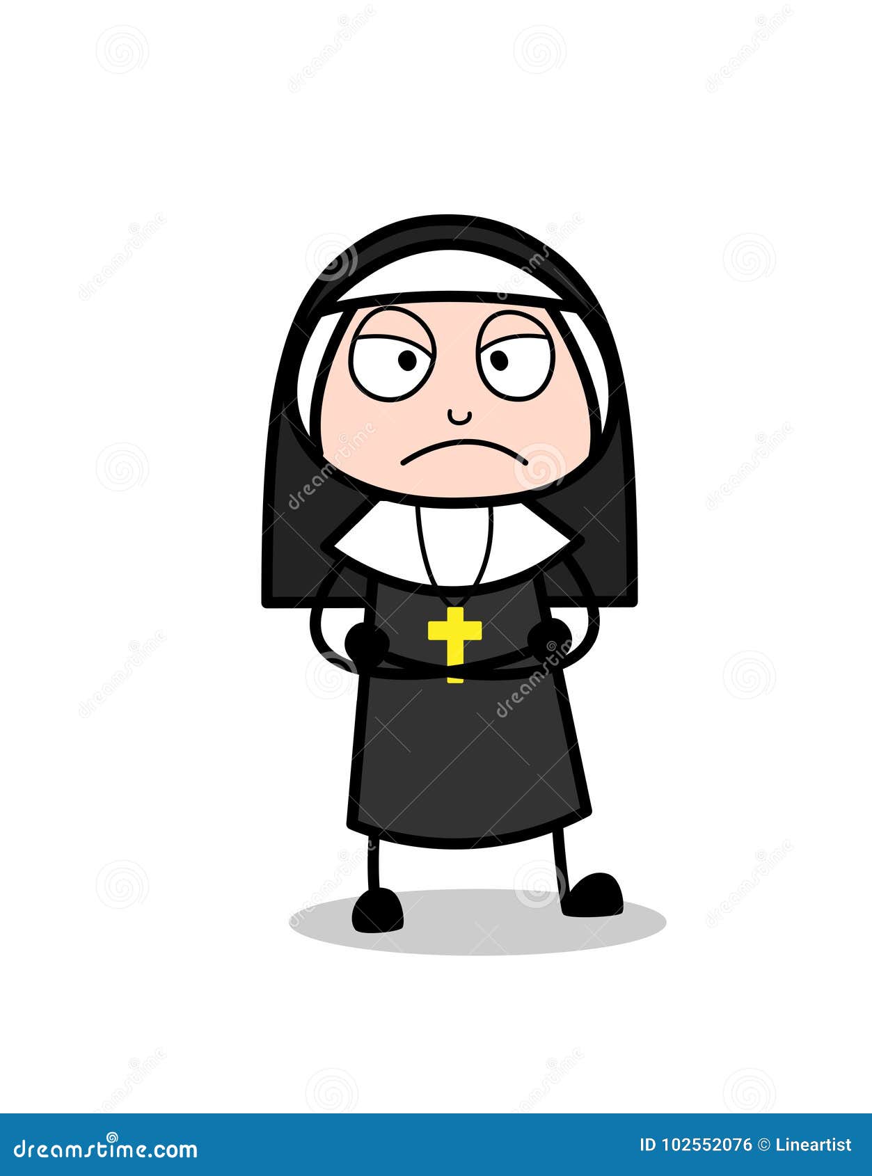 Cartoon Nun Pouting Face Vector Stock Illustration - Illustration of ...