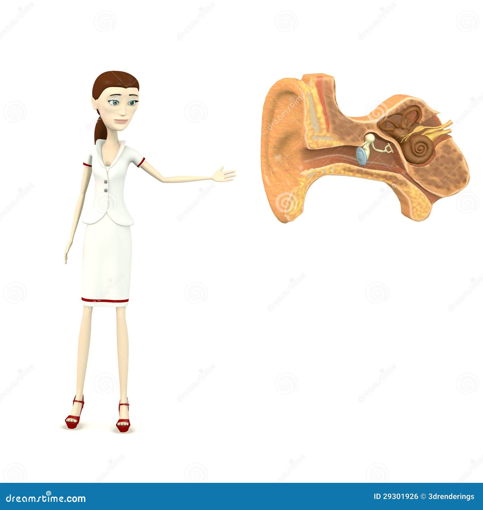 Cartoon nurse with ear cut stock illustration. Illustration of clothes ...