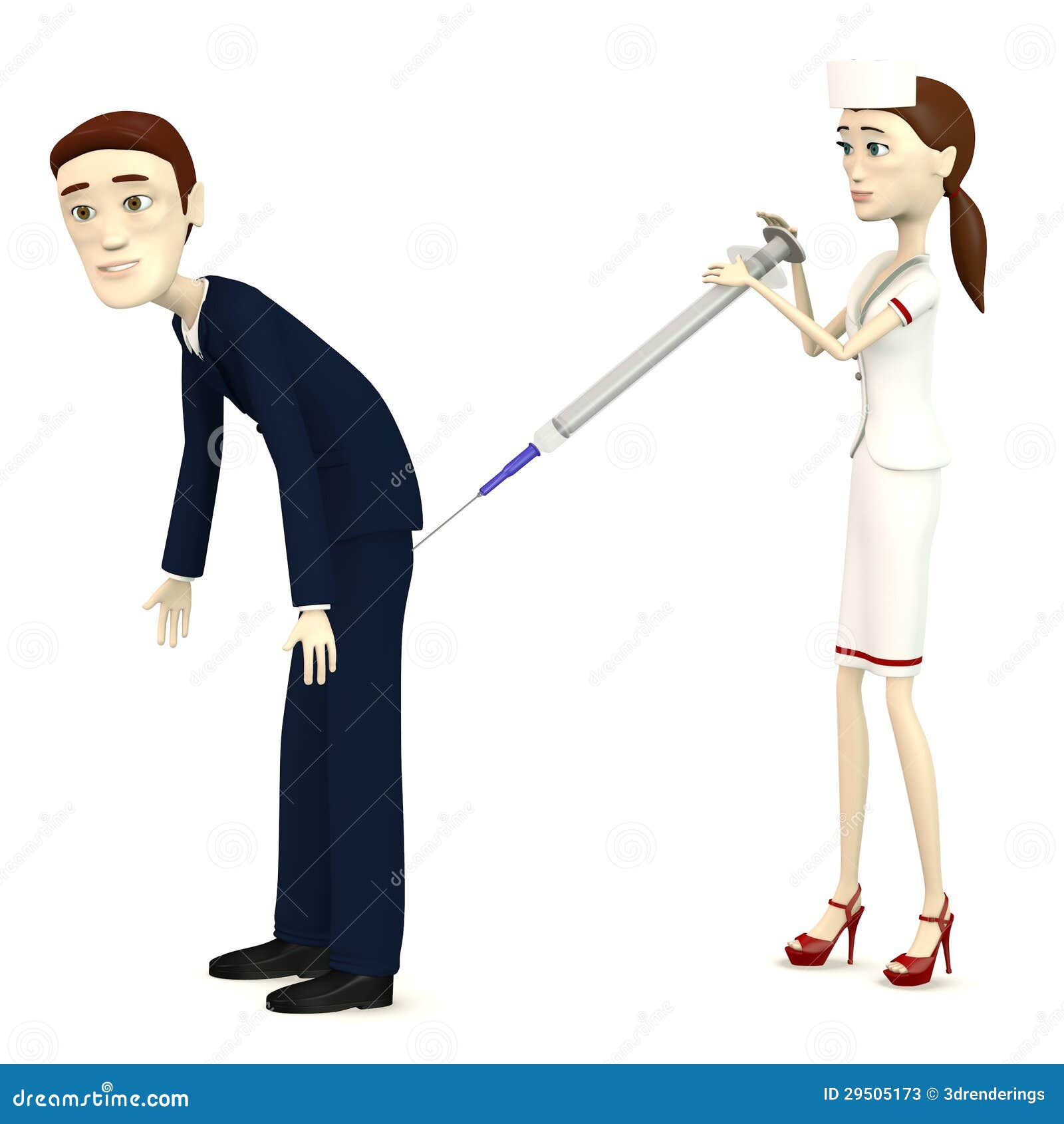 Cartoon Nurse with Needle (for Businessman) Stock Illustration ...