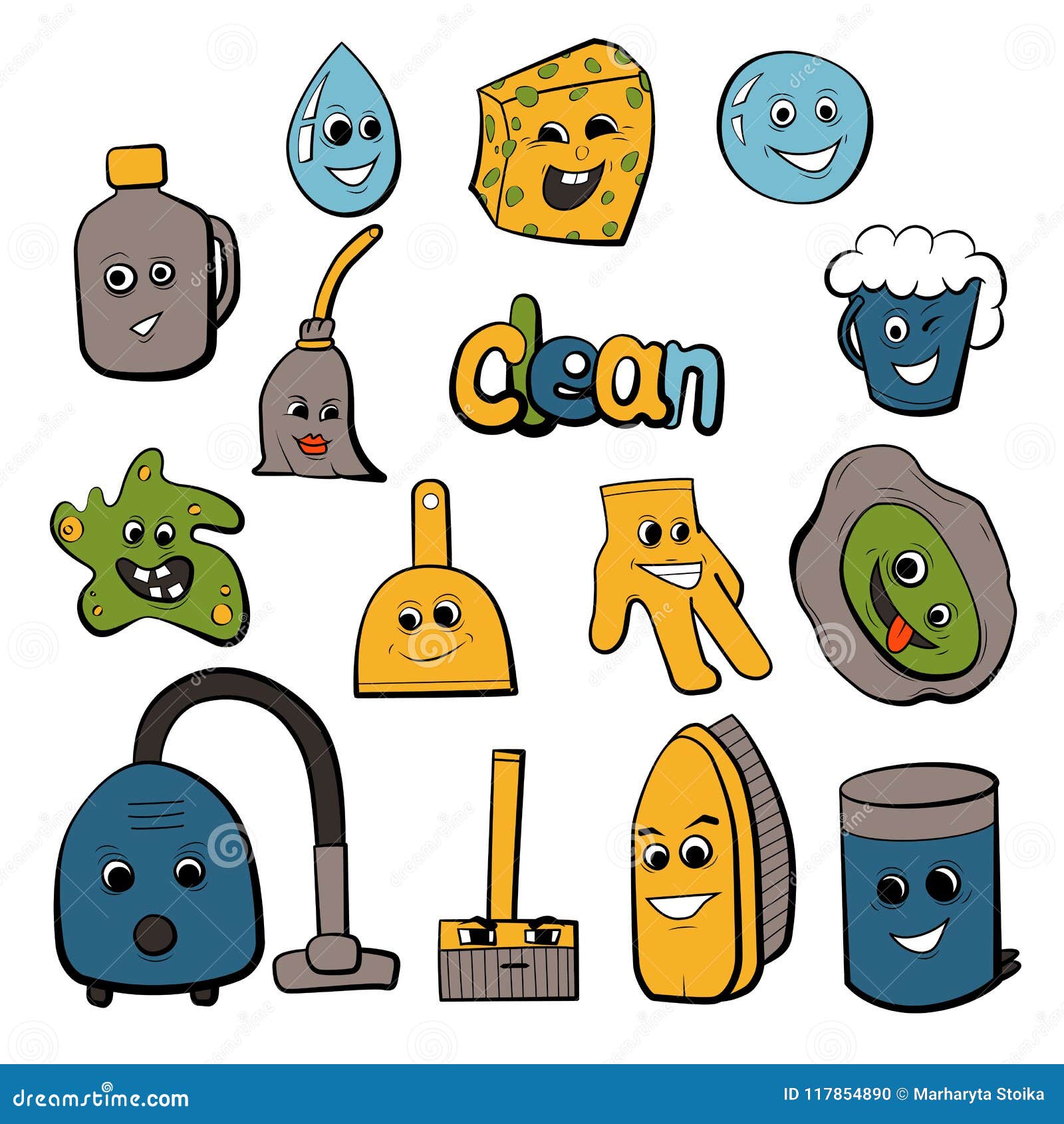 Cartoon Objects for Clean Up. Stock Vector - Illustration of character ...
