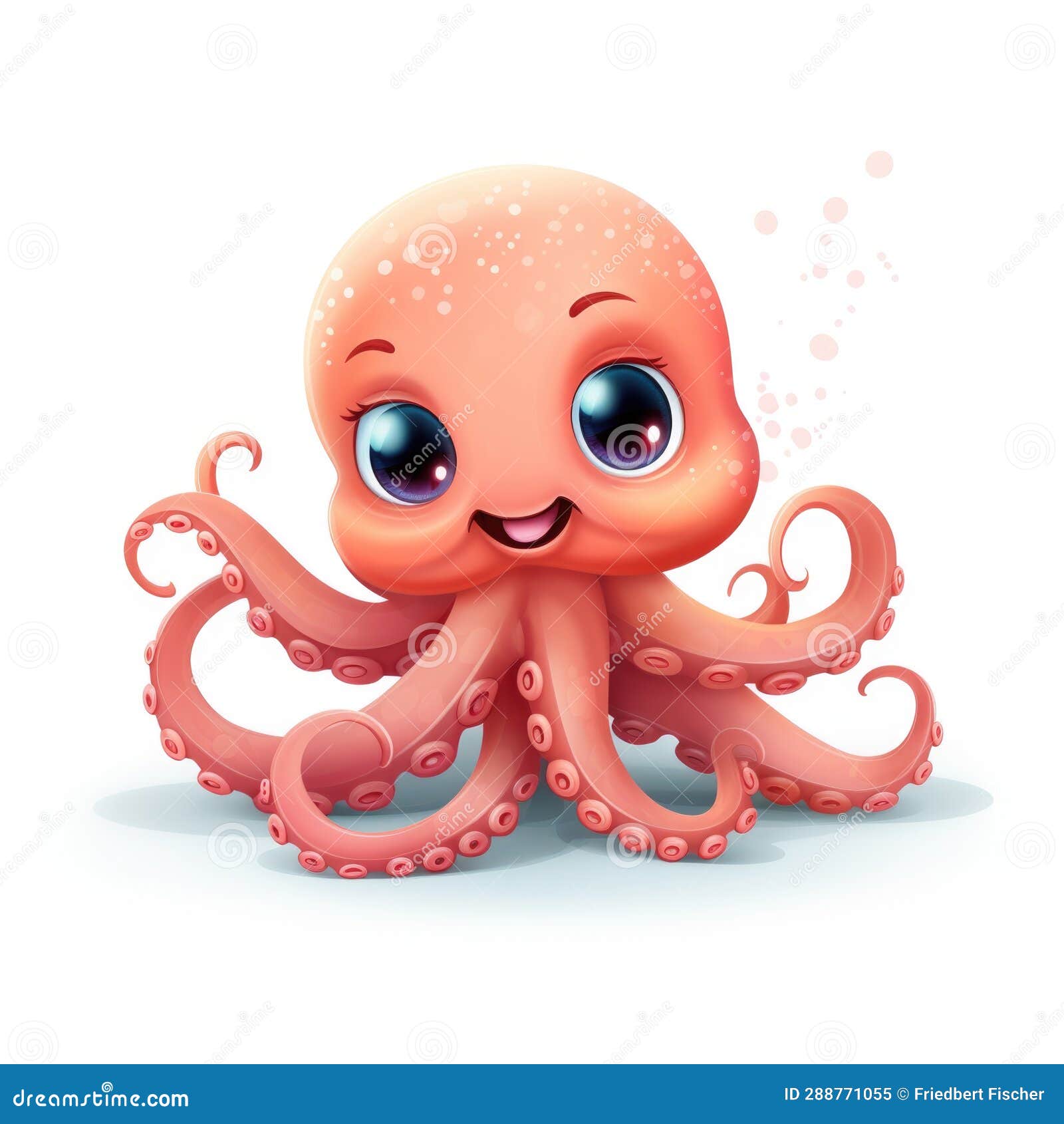 A Cartoon Octopus with a Big Smile on Its Face. Stock Illustration ...