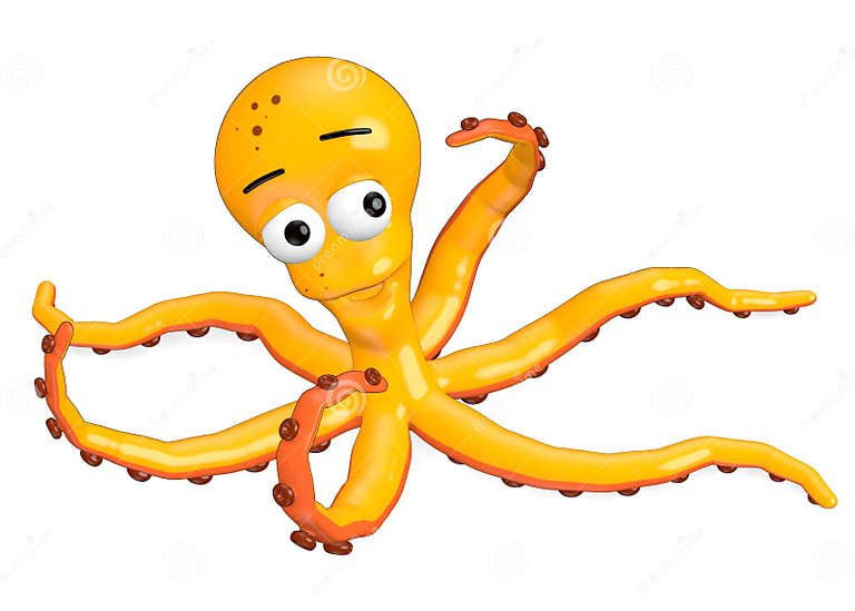 Cartoon octopus - confused stock illustration. Illustration of sqiud ...