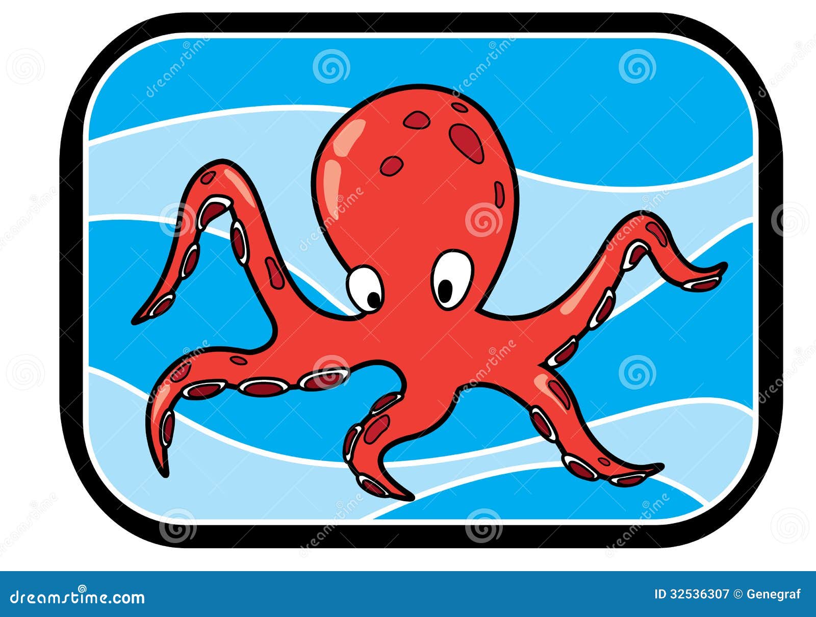 Cartoon Octopus in Ocean stock vector. Illustration of jelly - 32536307