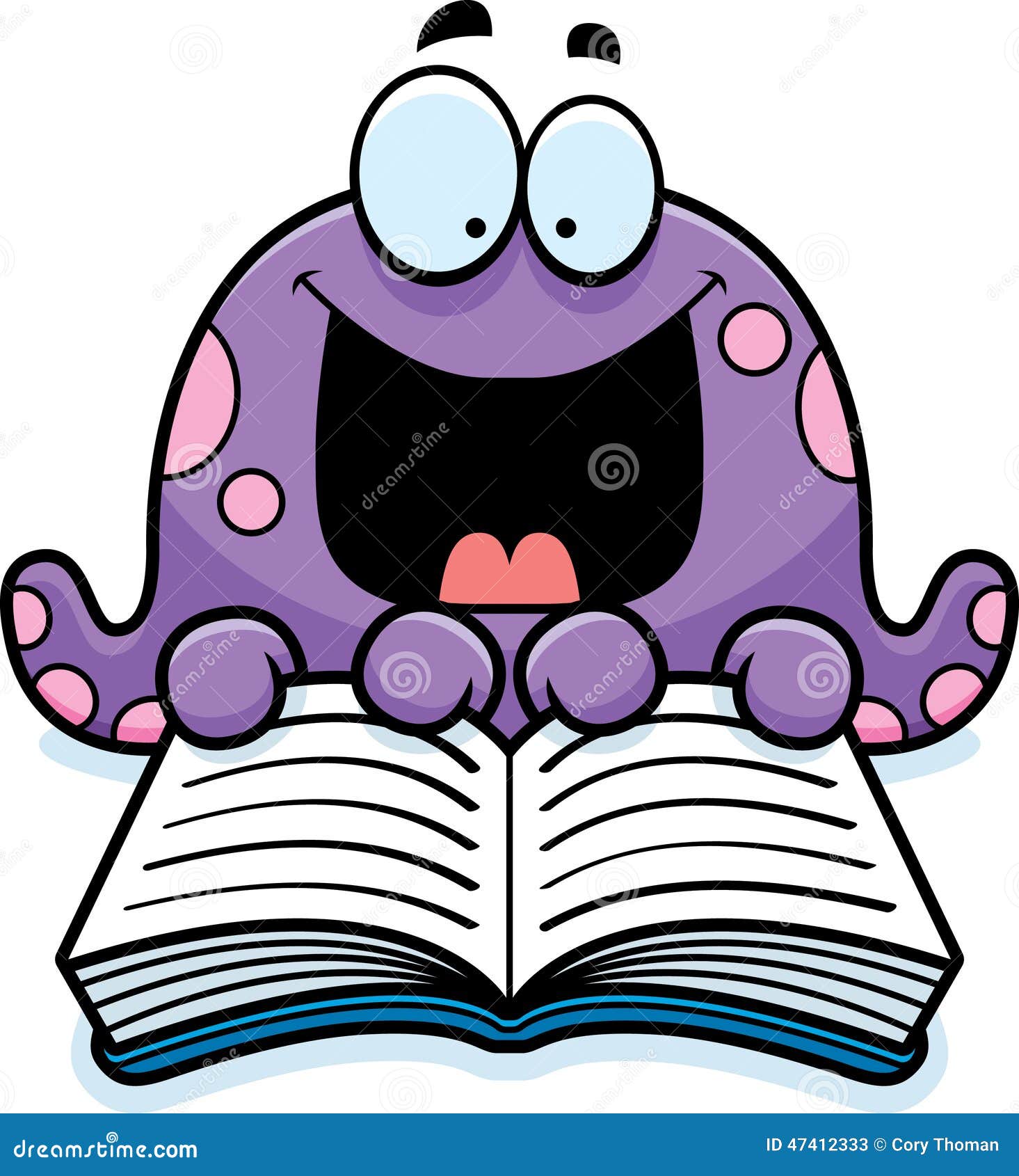 Cartoon Octopus Reading stock vector. Illustration of studying - 47412333