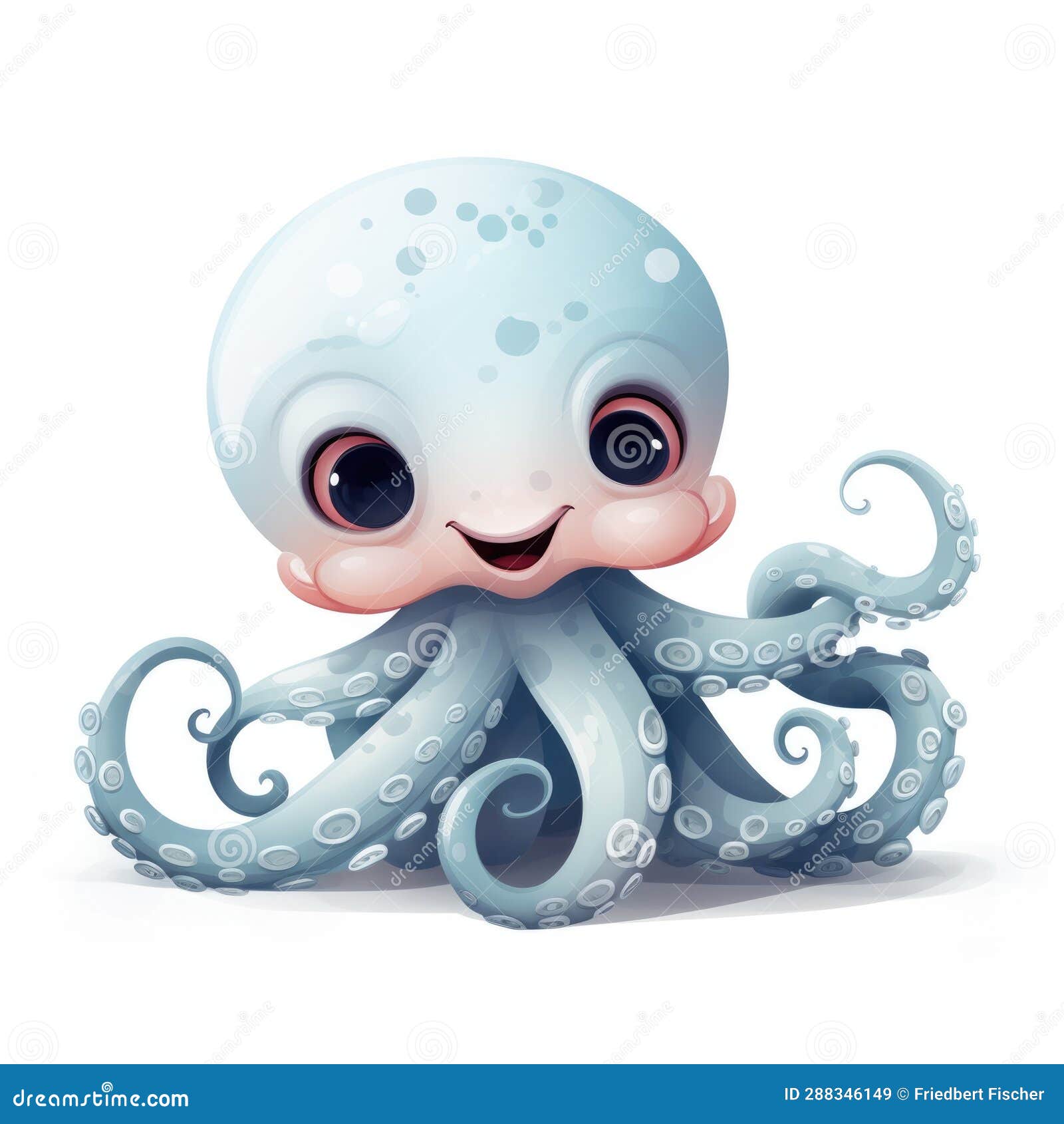 A Cartoon Octopus Sitting on Top of a White Surface. Stock Illustration ...