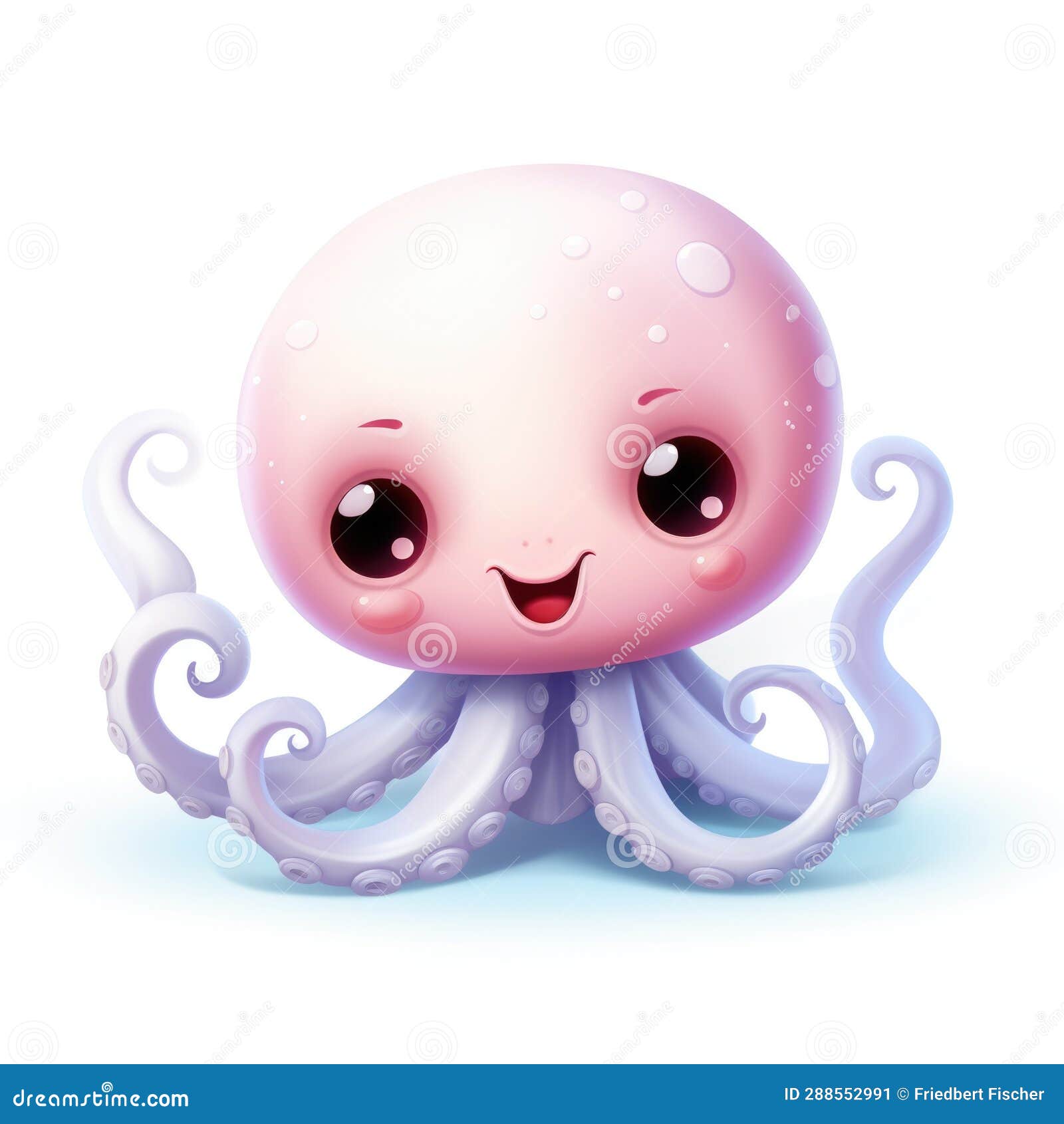 A Cartoon Octopus with a Smile on Its Face. Stock Illustration ...