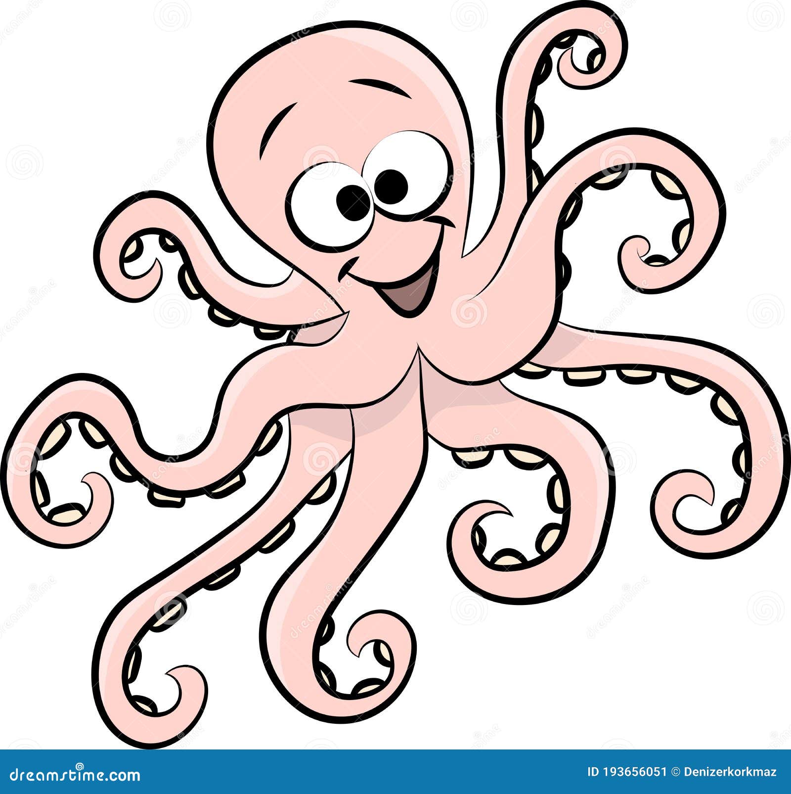 Cartoon Octopus Smiling Vector Illustration for Children Stock Vector ...
