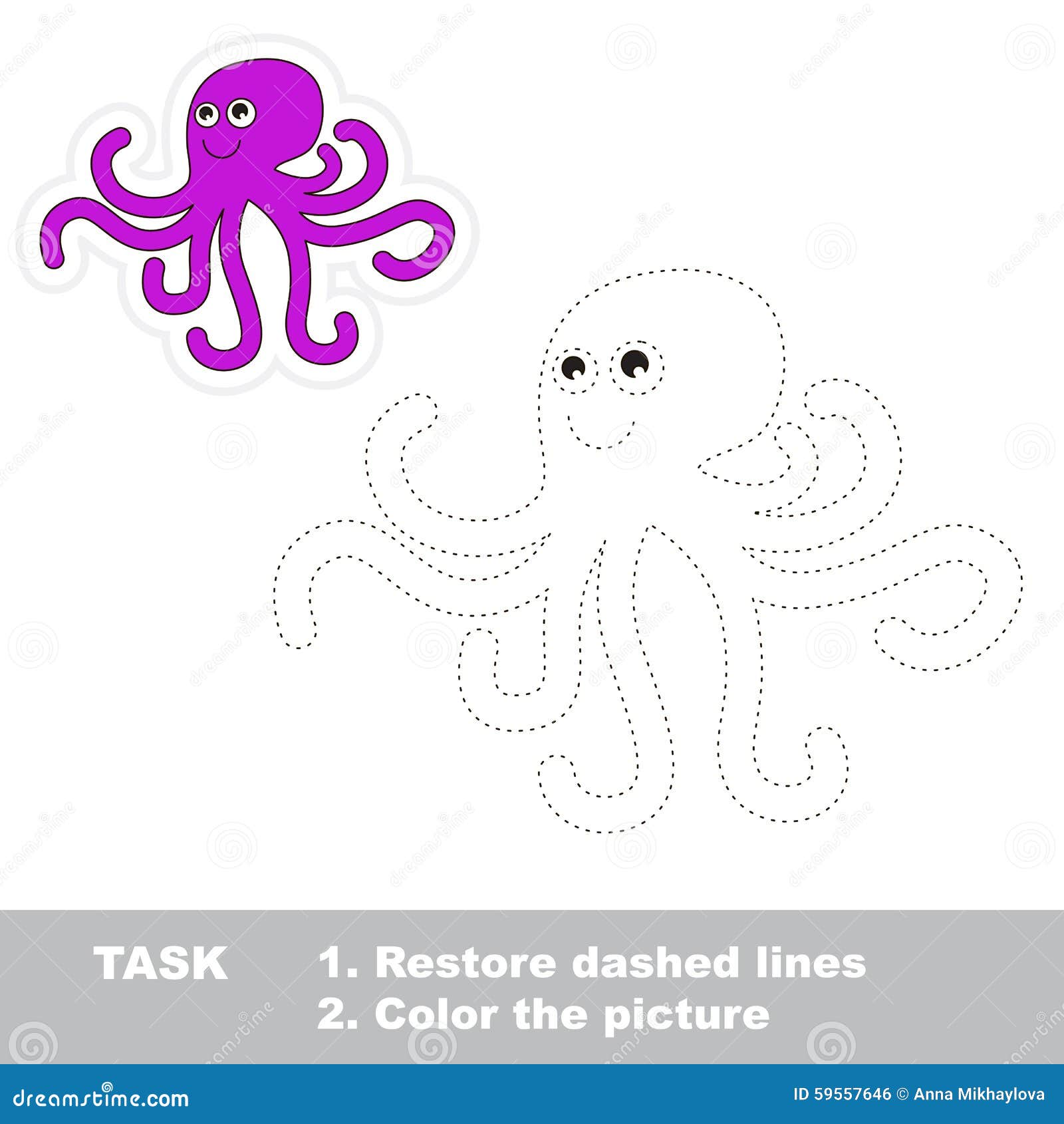 Cartoon Octopus To Be Traced Stock Vector - Illustration of black, cute ...