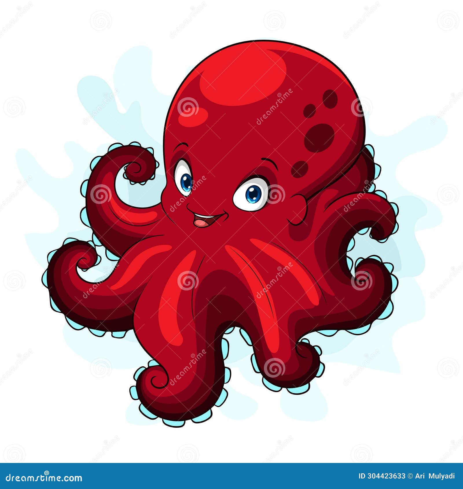 Cartoon Octopus on White Background Stock Vector - Illustration of ...