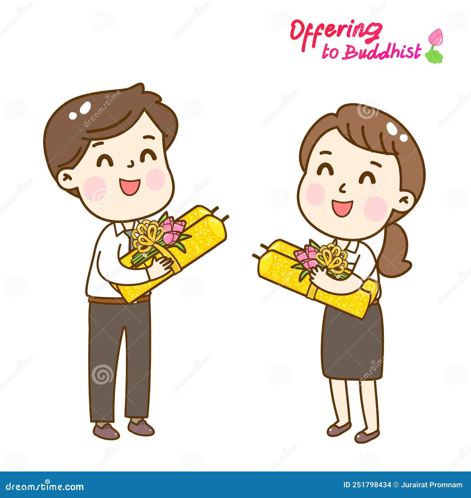 Cartoon Offering To Buddhist Vector. Stock Vector - Illustration of ...