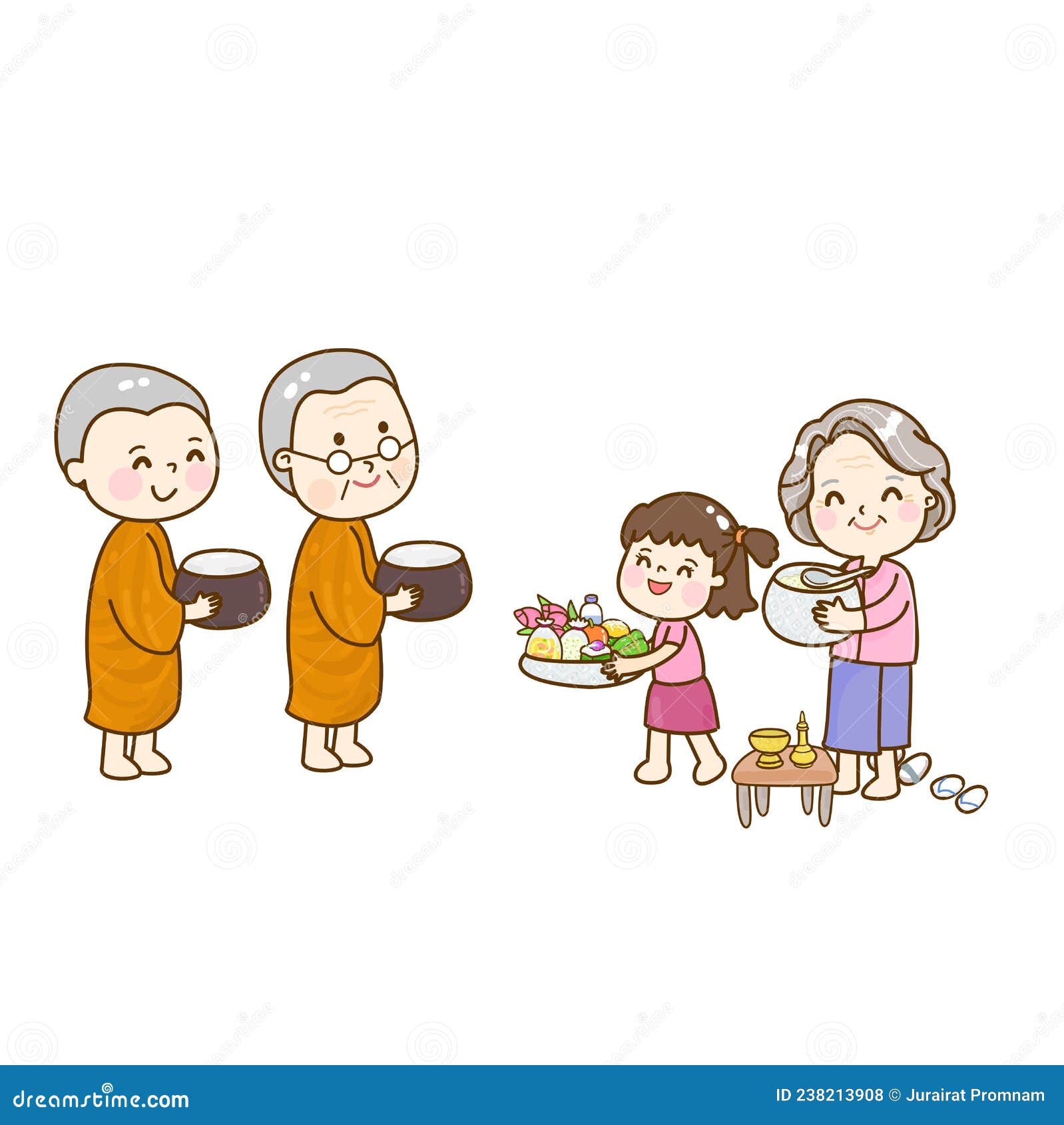 Cartoon Offering To Buddhist Vector Stock Vector - Illustration of ...
