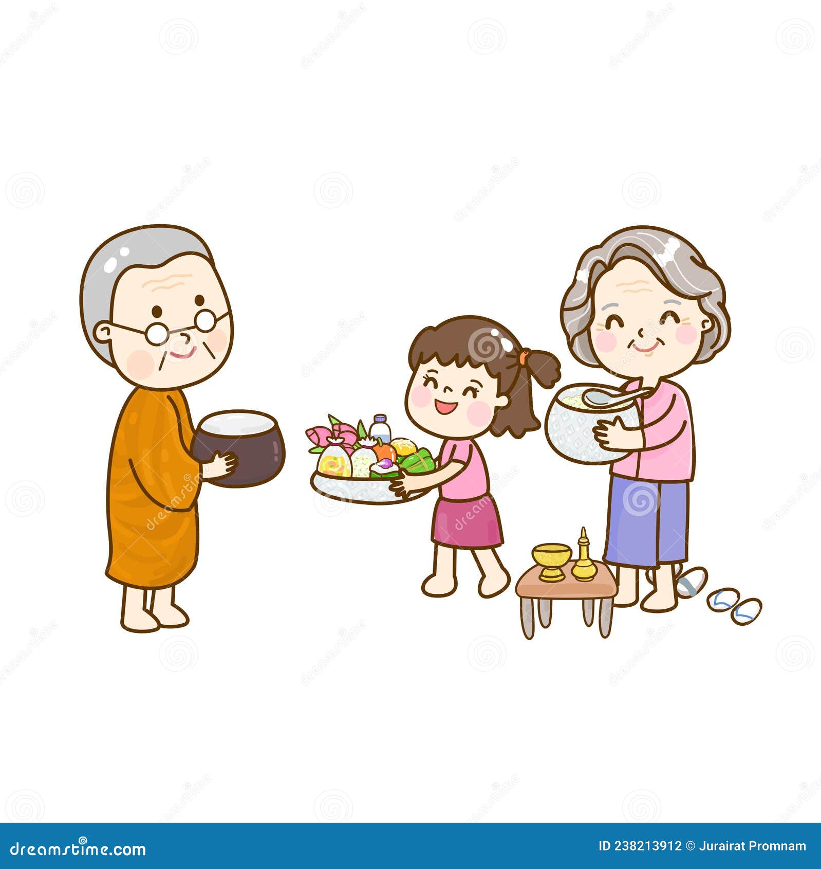 Cartoon Offering To Buddhist Vector Stock Vector - Illustration of ...