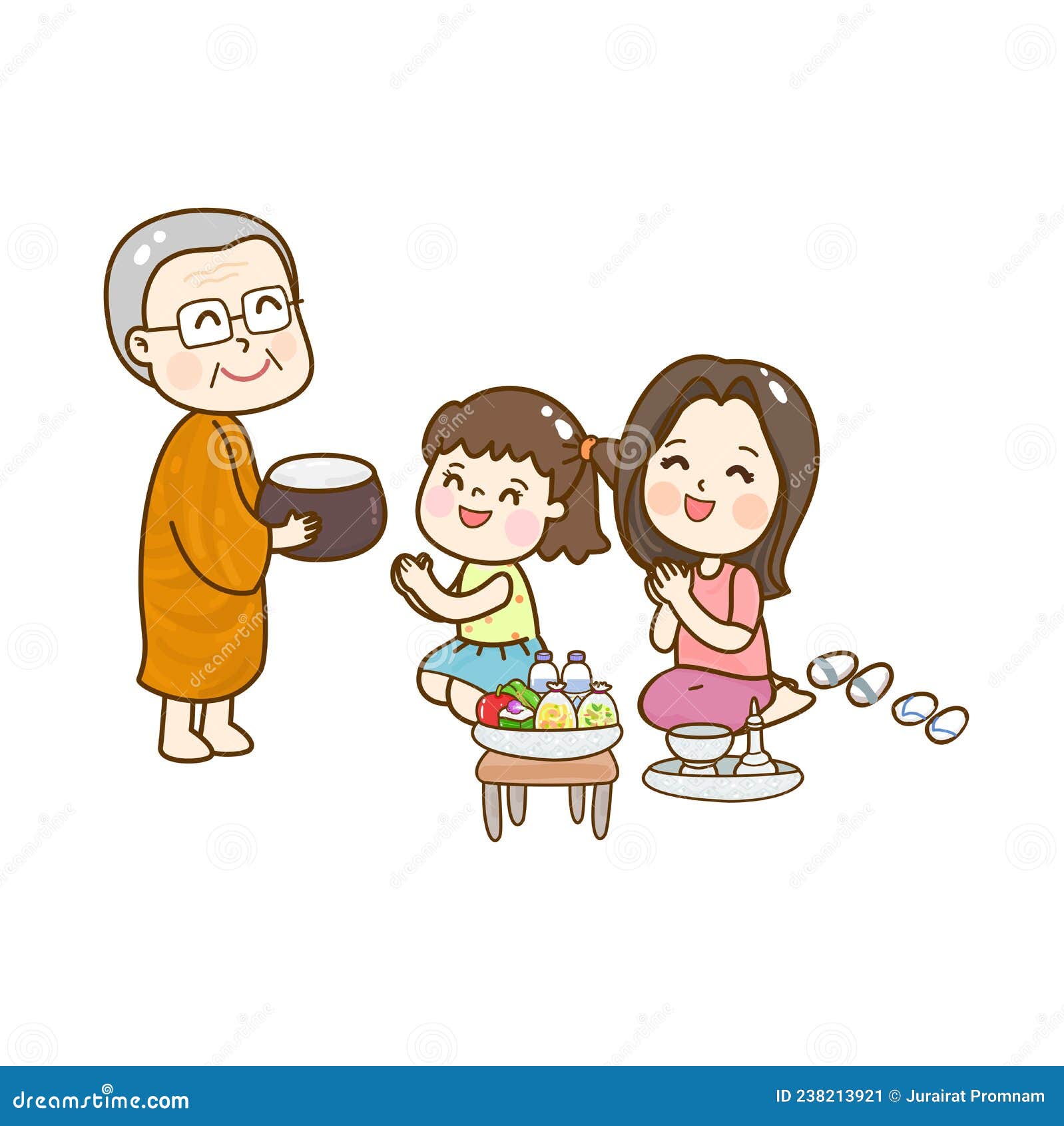 Cartoon Offering To Buddhist Vector Stock Vector - Illustration of ...