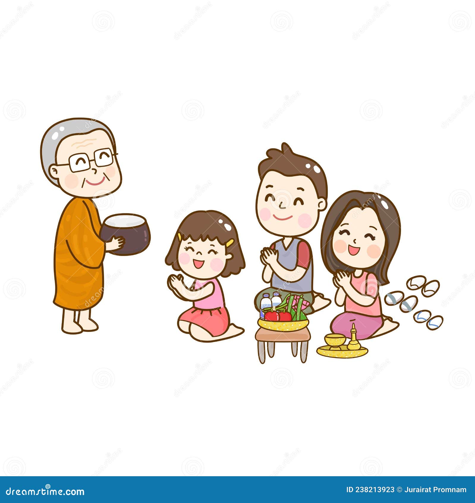 Cartoon Offering To Buddhist Vector Stock Vector - Illustration of ...