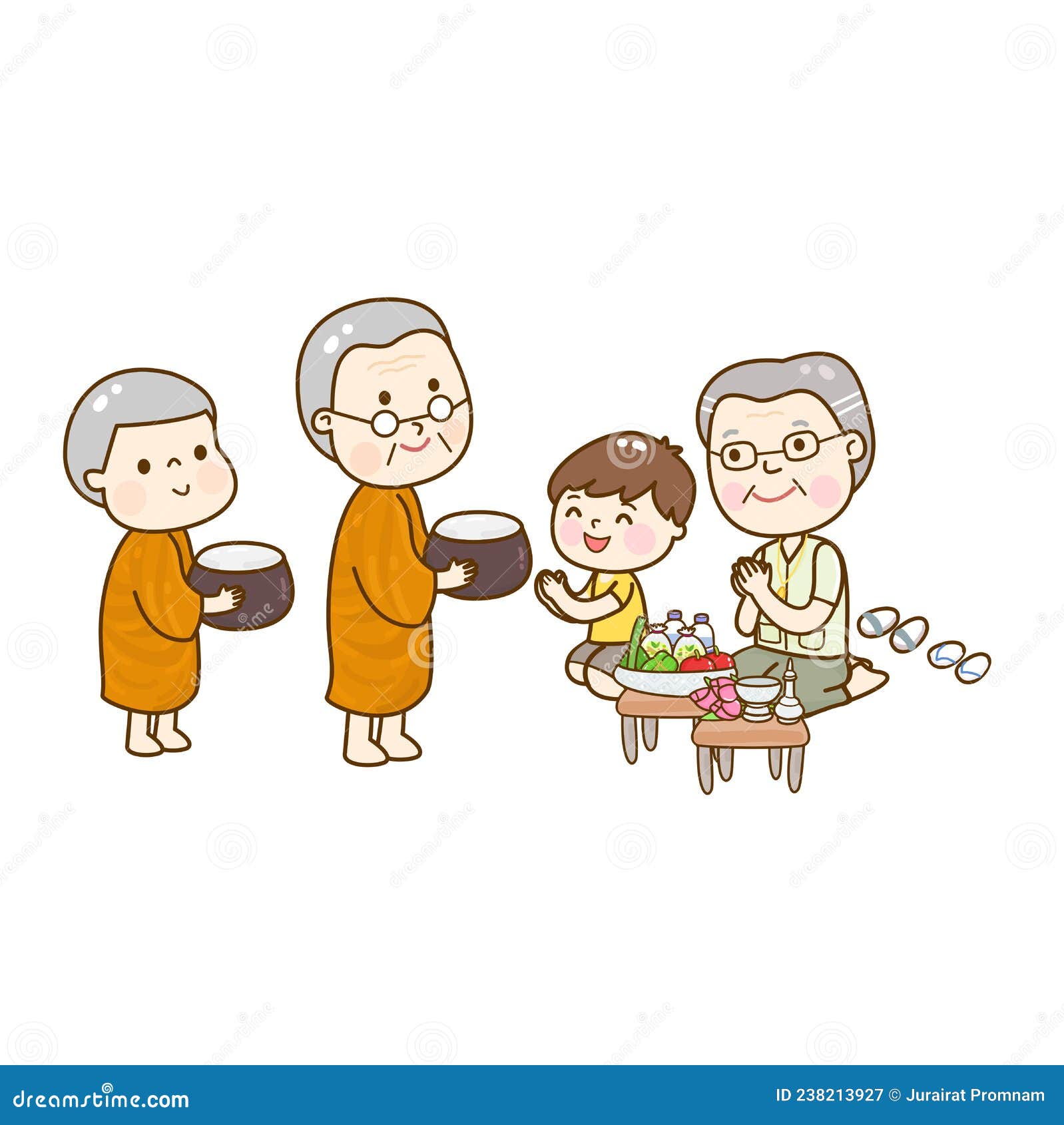Cartoon Offering To Buddhist Vector Stock Vector - Illustration of ...