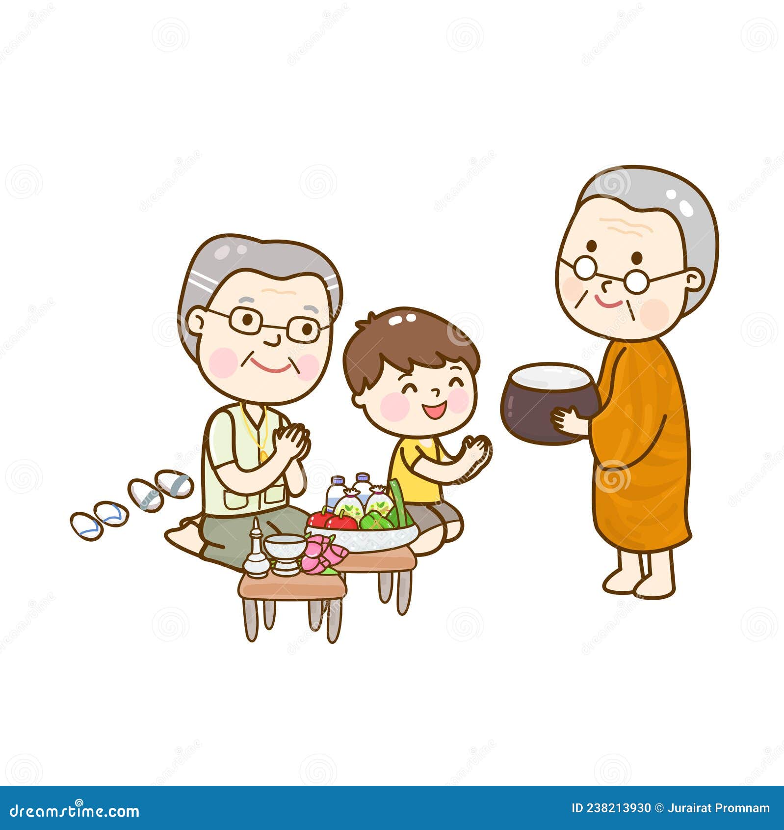 Cartoon Offering To Buddhist Vector Stock Vector - Illustration of ...