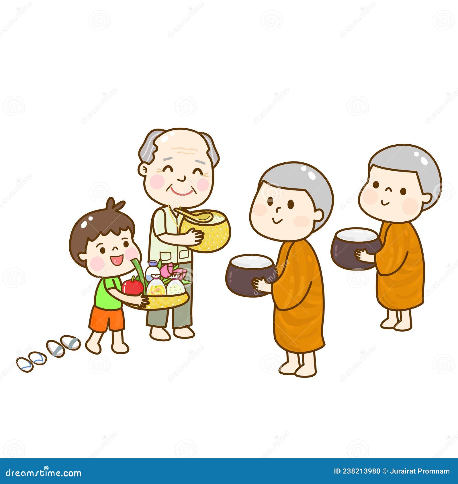 Cartoon Offering To Buddhist Vector Stock Vector - Illustration of love ...