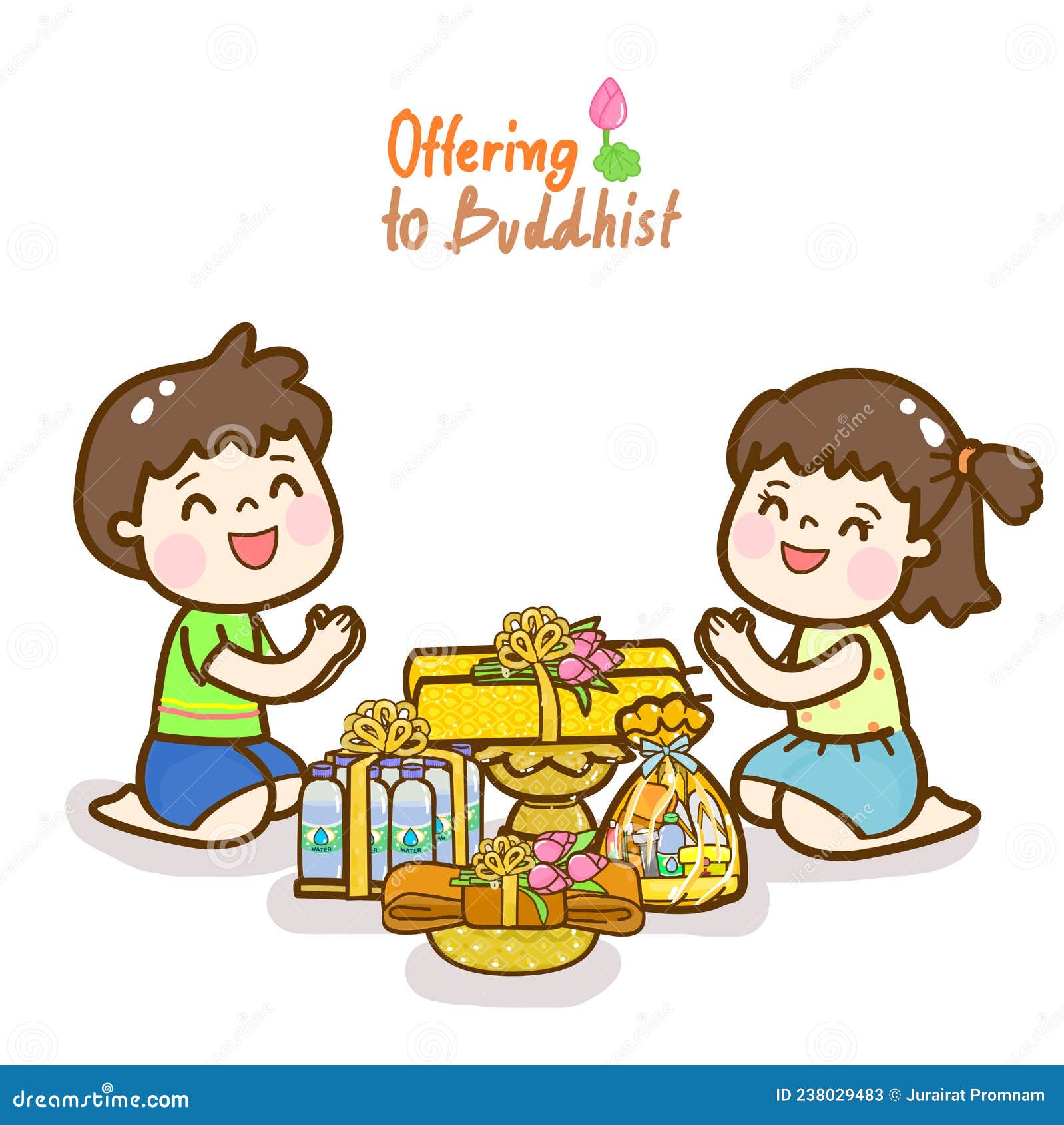 Cartoon Offering To Monk Vector. Stock Vector - Illustration of cartoon ...