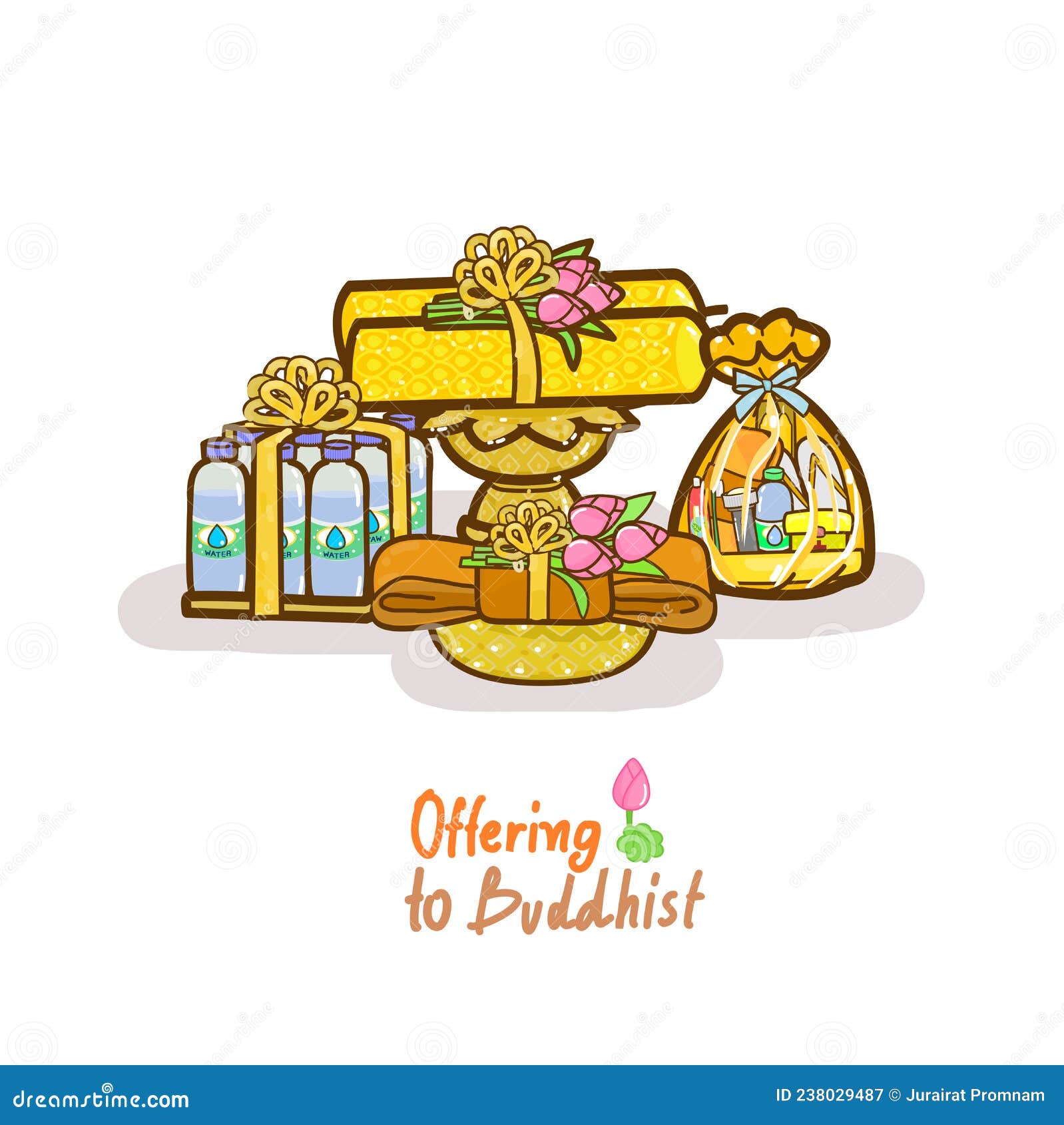 Cartoon Offering To Monk Vector. Stock Vector - Illustration of merit ...