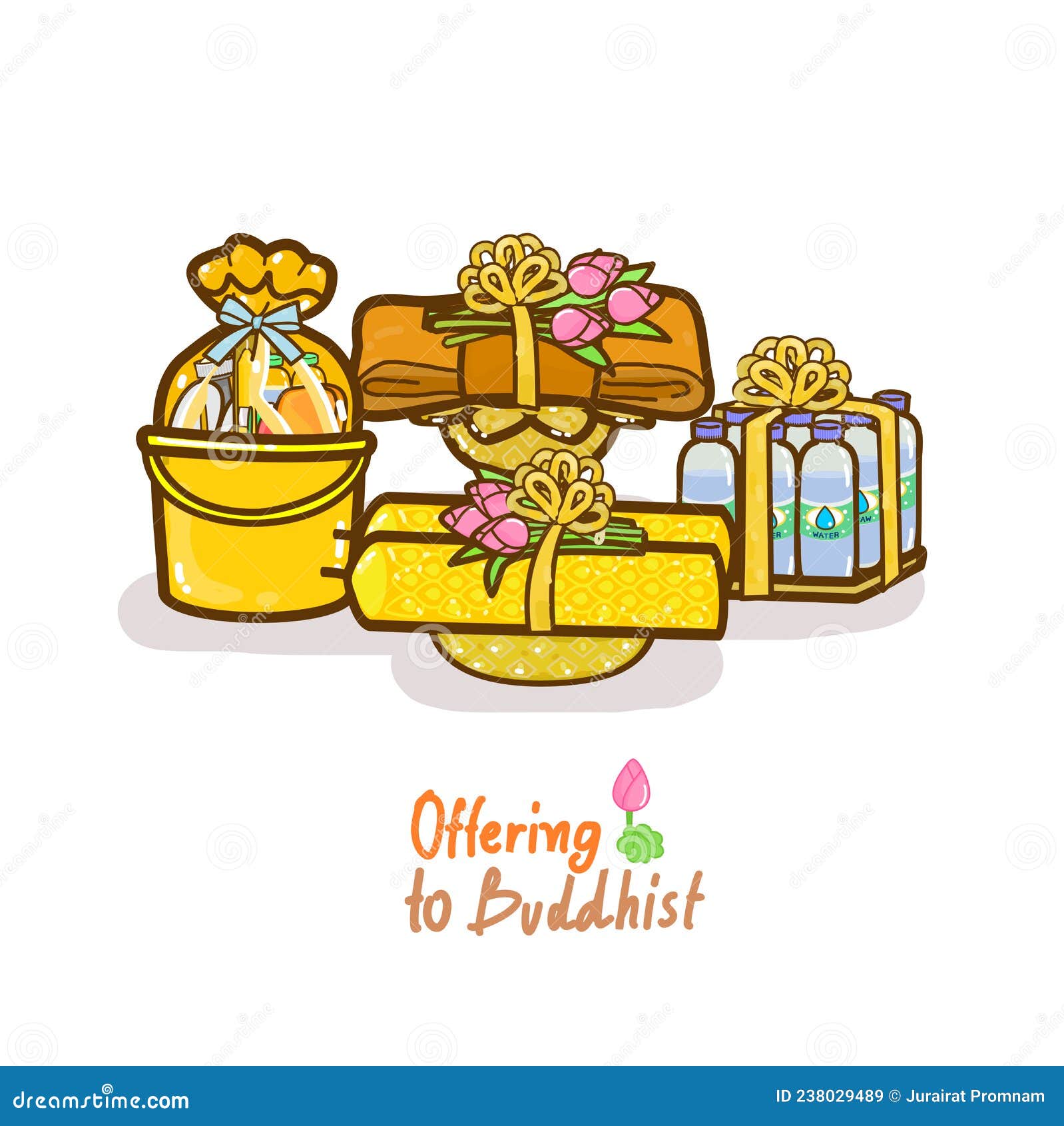 Cartoon Offering To Monk Vector. Stock Vector - Illustration of asia ...