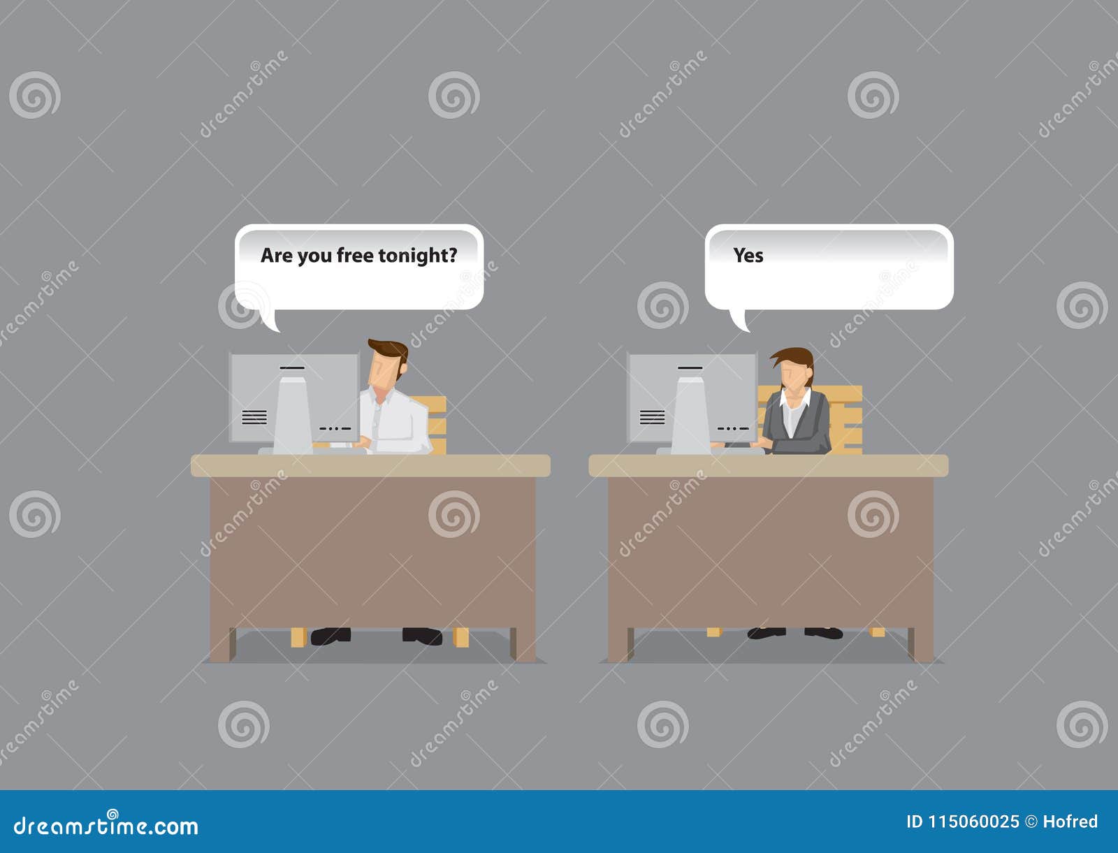 Employees Chatting on Computer during Office Hours Cartoon Vector ...