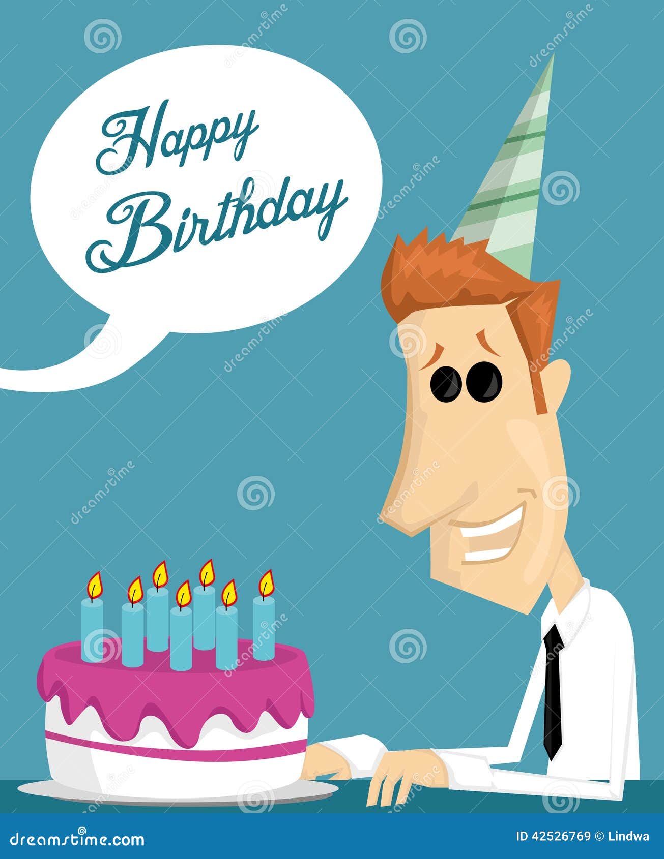 Cartoon Office Worker with a Birthday Cake Stock Vector - Illustration ...