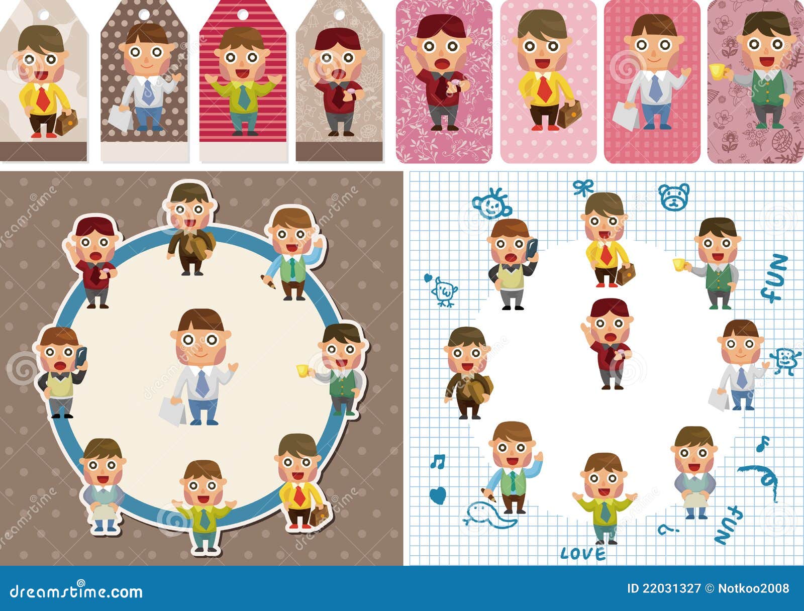 Cartoon office worker card stock vector. Illustration of market - 22031327