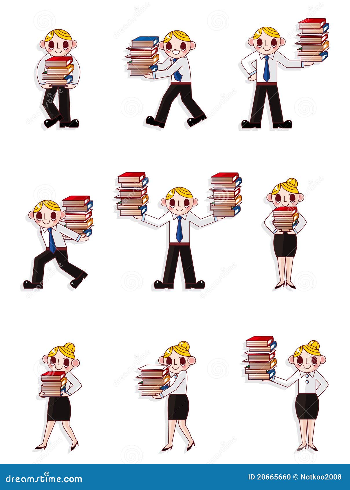 Cartoon Office Worker Moving Document Stock Vector - Illustration of ...