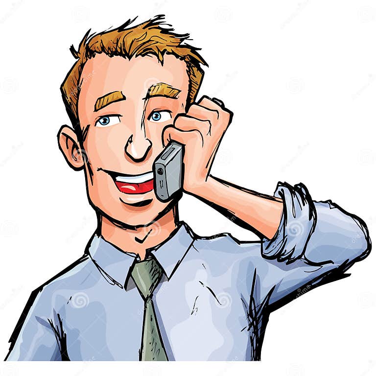 Cartoon Office Worker on the Phone Stock Vector - Illustration of ...