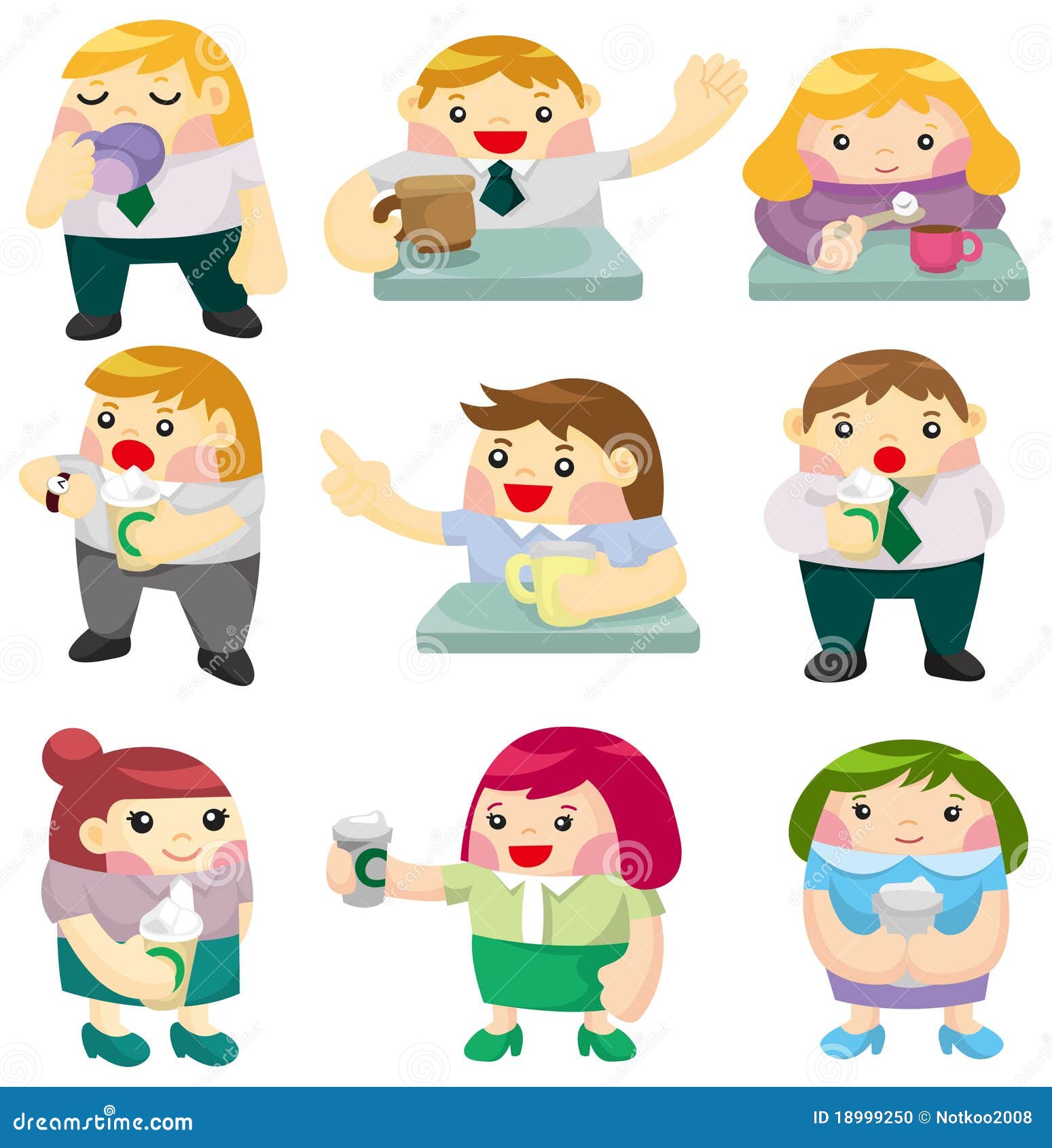 Cartoon Office Worker Tea Time Icon Stock Vector - Illustration of ...