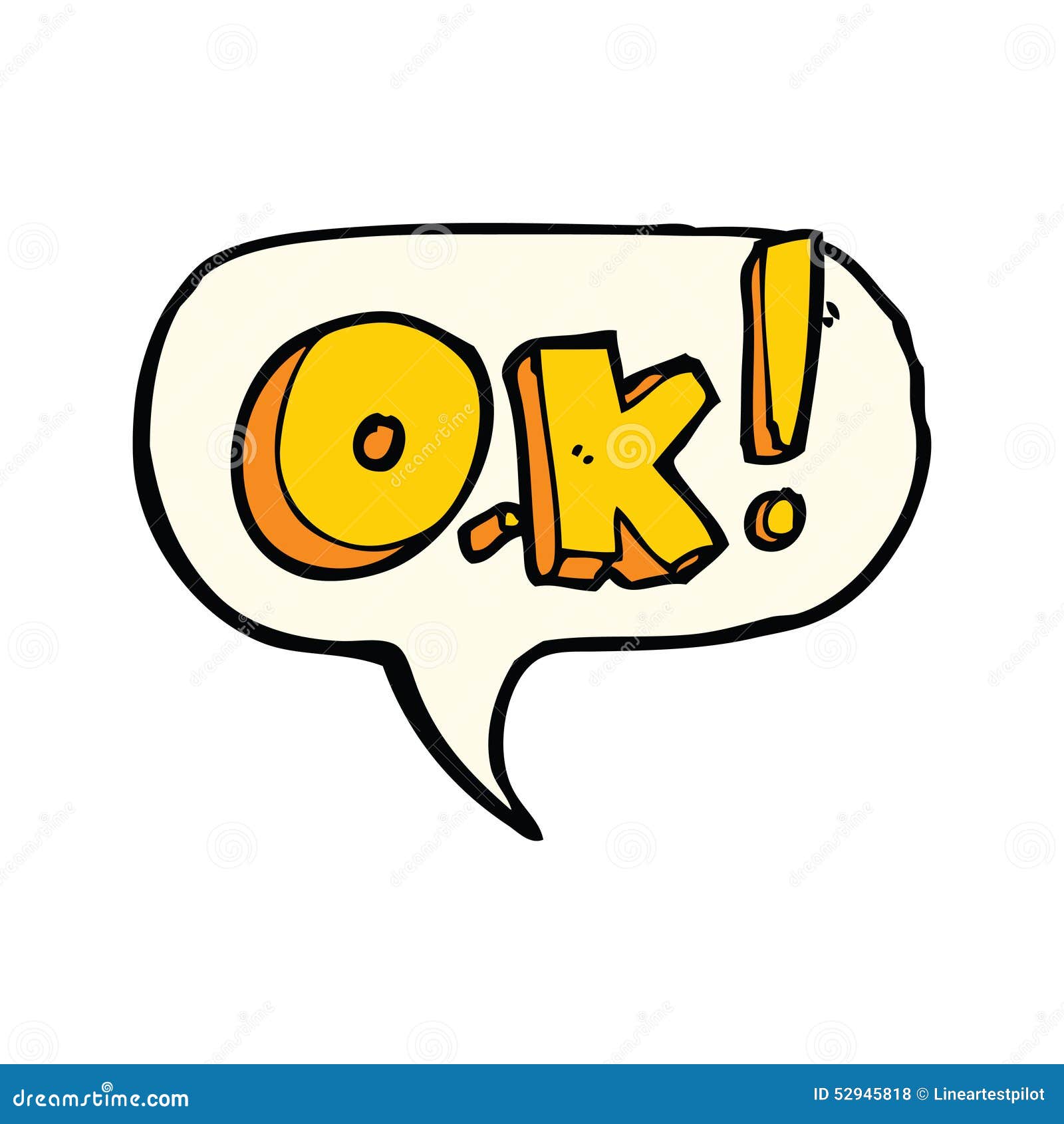 Cartoon OK Symbol with Speech Bubble Stock Illustration - Illustration ...
