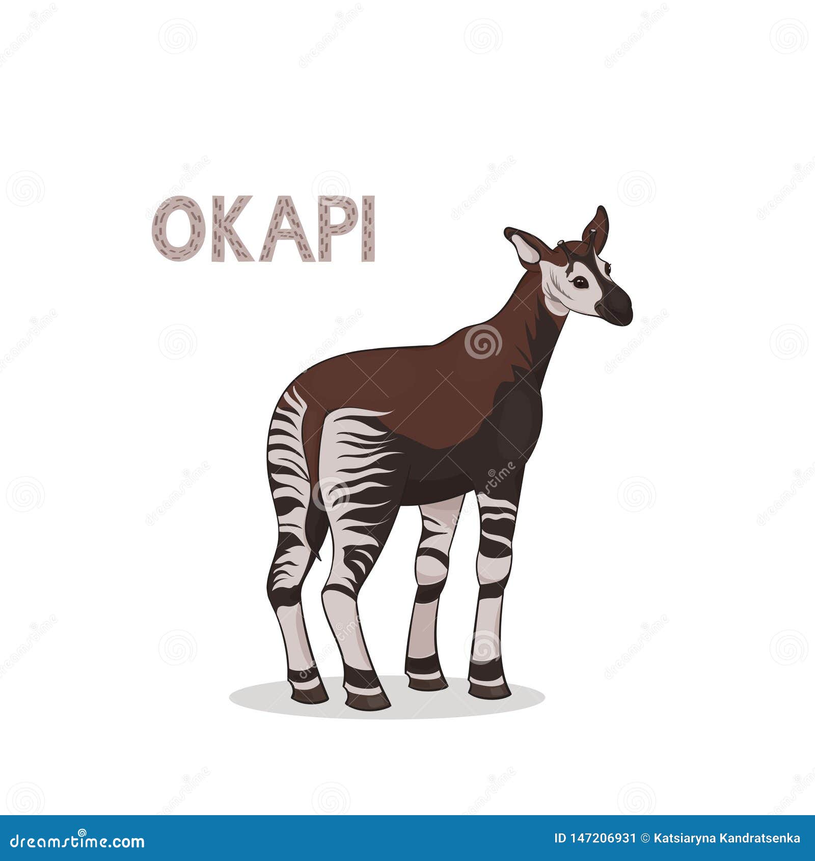 Cartoon Okapi Isolated On White Background Vector Illustration ...