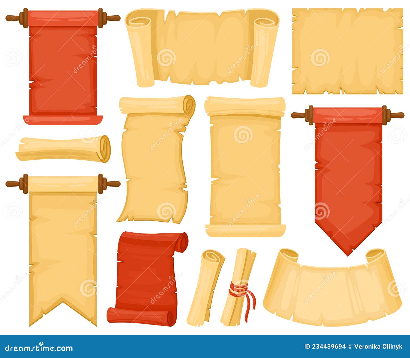 Cartoon Old Ancient Papyrus, Parchment Paper Scroll. Papyrus Parchment ...