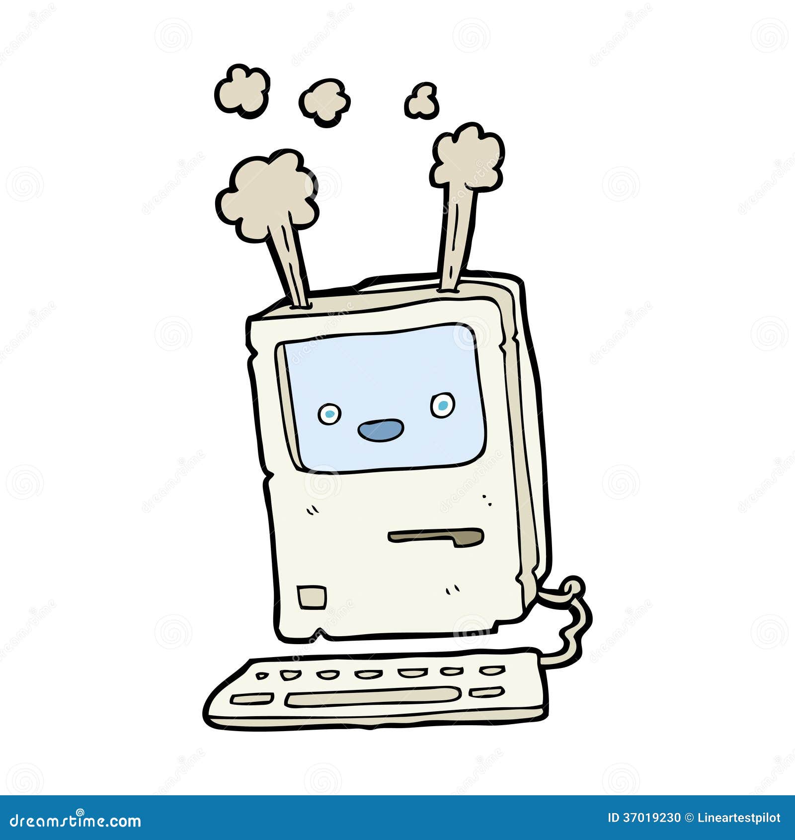Cartoon old computer stock vector. Illustration of drawn - 37019230