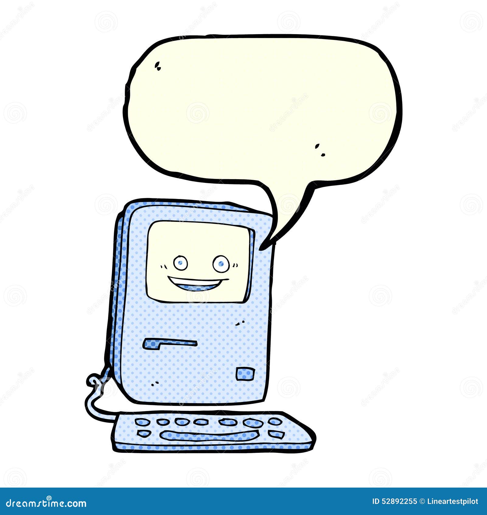 Cartoon Old Computer with Speech Bubble Stock Illustration ...