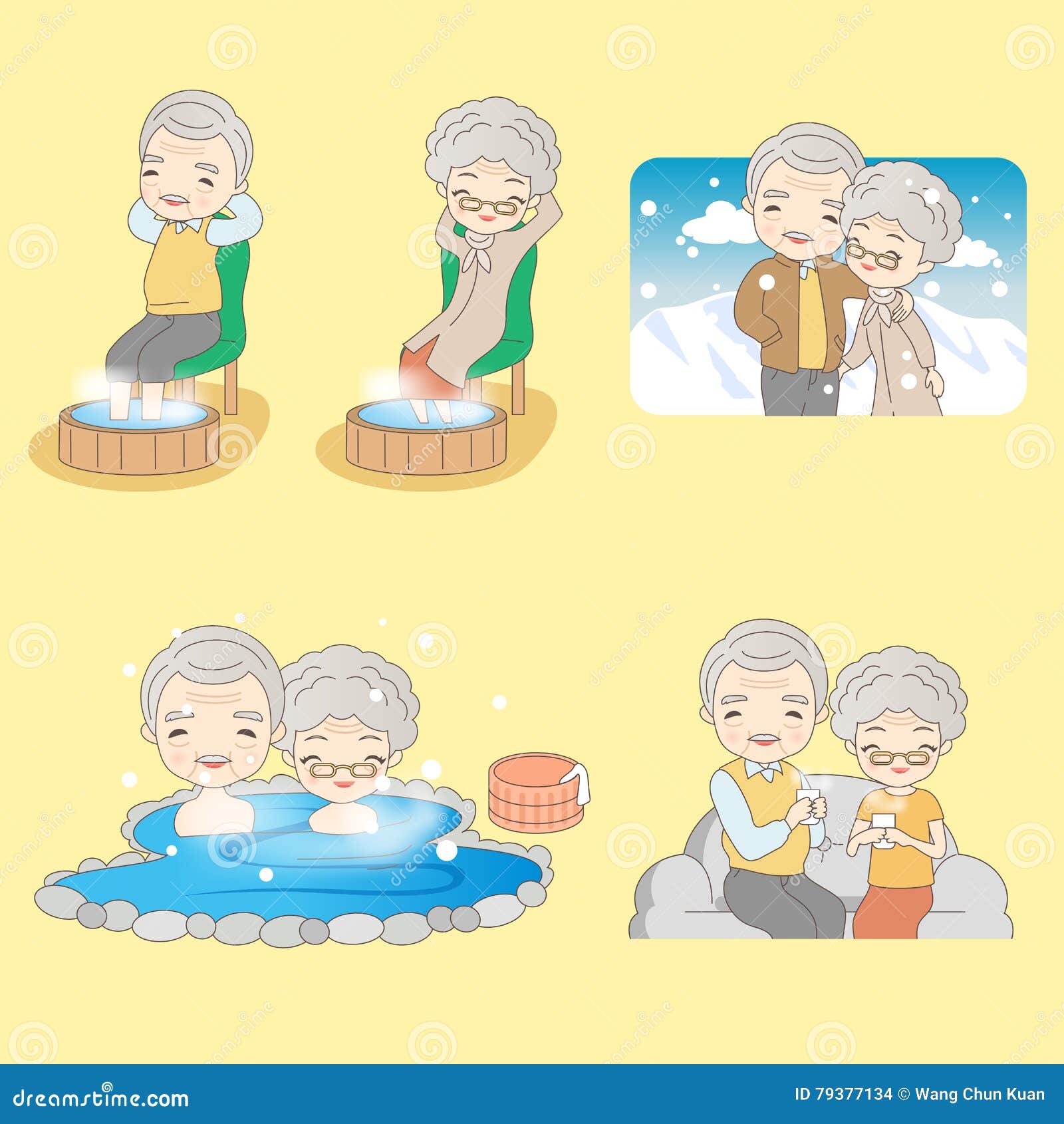 Cartoon Old Couple Get Warm Stock Vector - Illustration of cold ...