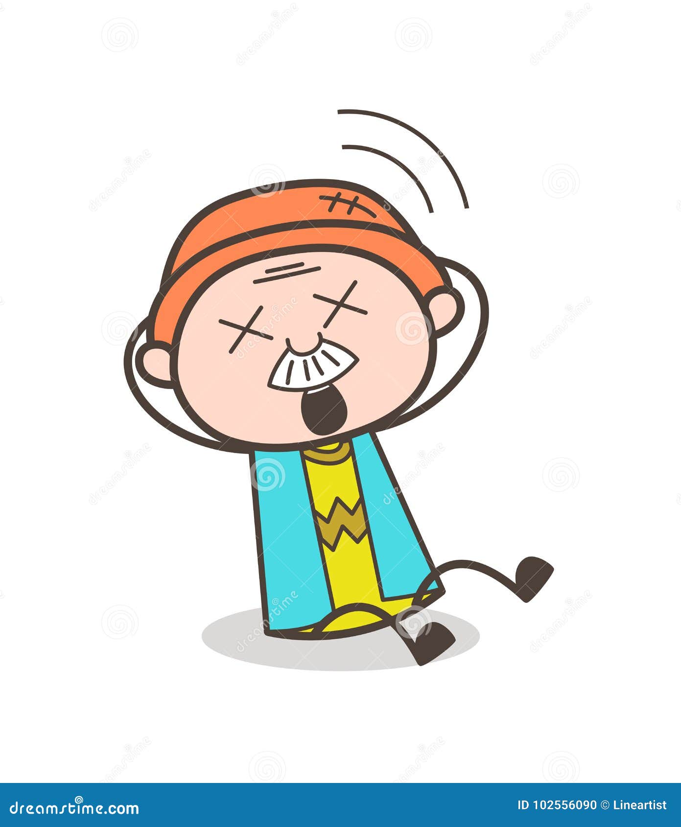 Cartoon Old Father Dizzy Facial Expression Vector Illustration Stock ...