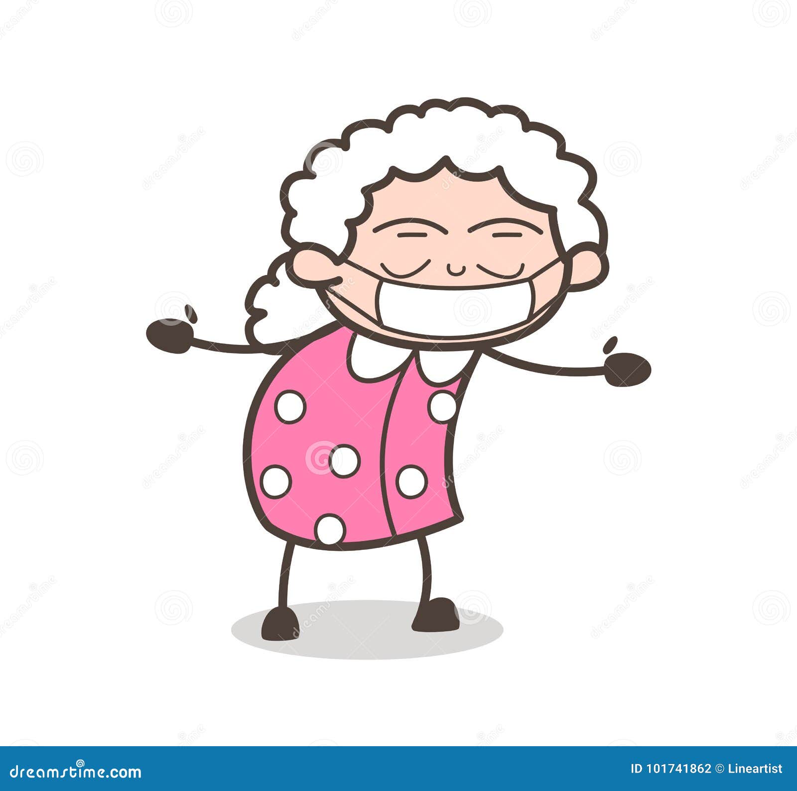 Cartoon Old Granny with Pollution Face Mask Stock Illustration ...