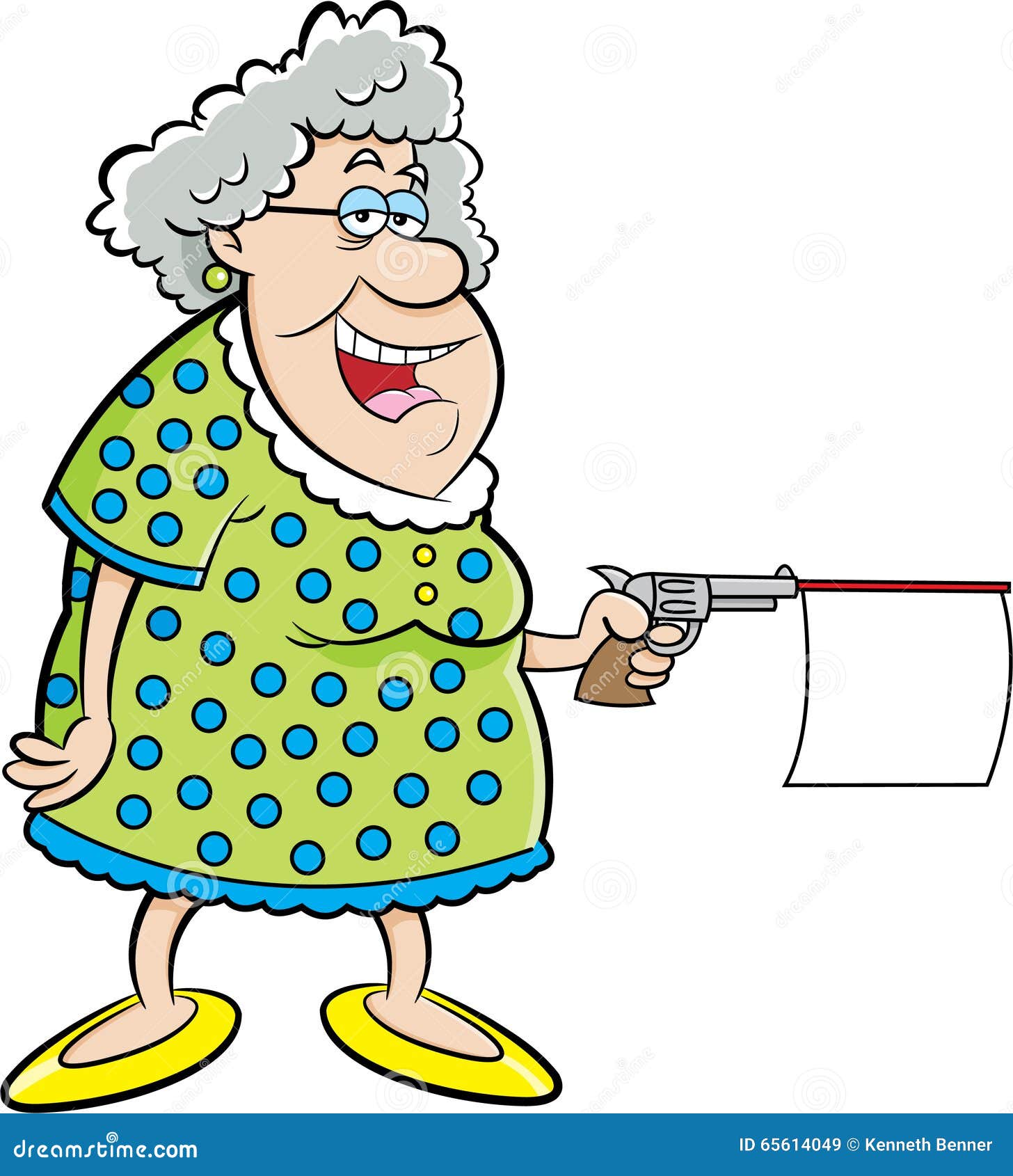 Cartoon Old Lady Shooting a Gun with Message. Stock Vector ...