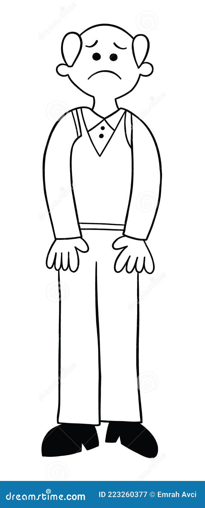 Cartoon Old Man Alone and Sad Vector Illustration Stock Vector ...