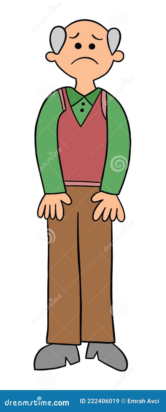 Cartoon Old Man Alone and Sad Vector Illustration Stock Vector ...