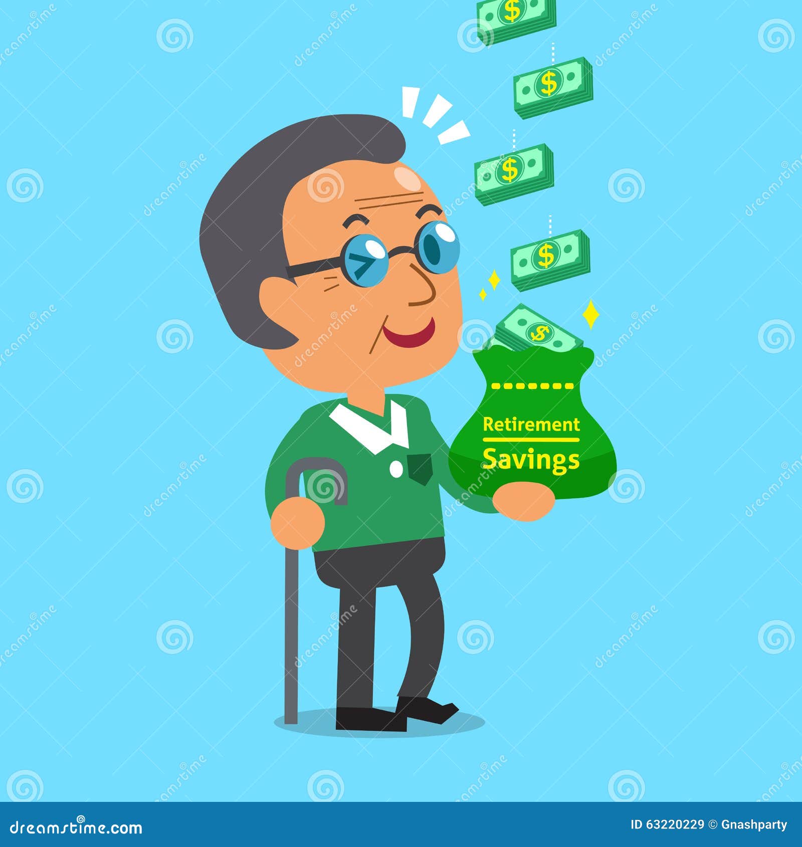 Cartoon Old Man Earning Money Stack Stock Vector - Illustration of ...