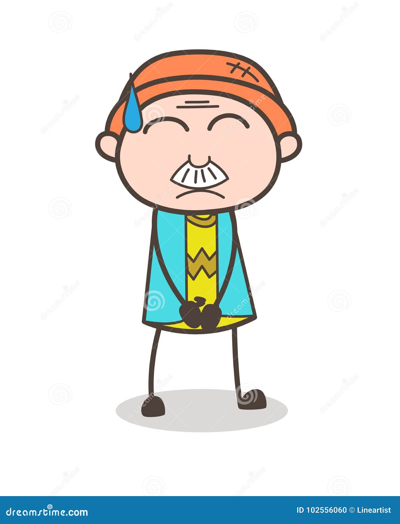 Cartoon Old Man Face with Cold Sweat Vector Illustration Stock ...